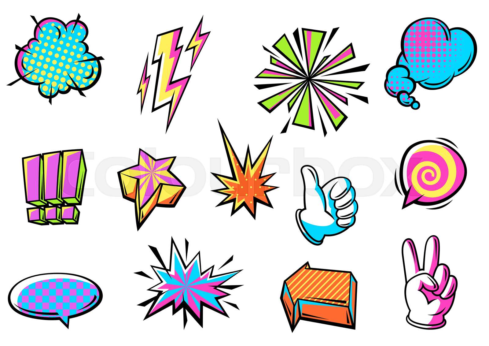 Set of comic speech bubbles signs and symbols. Cartoon pop art creative image. | Stock vector ...