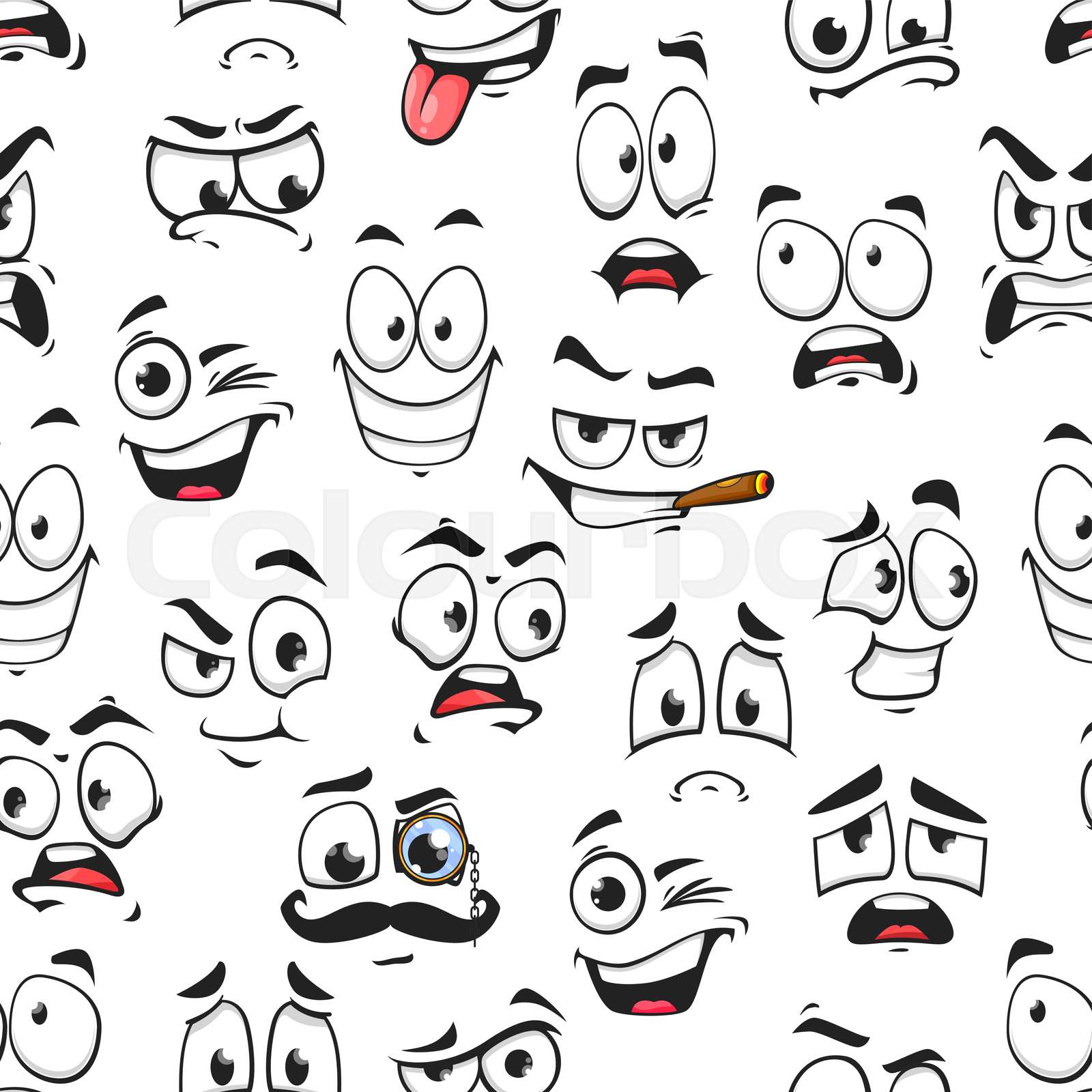 Cartoon funny emoji, giggle faces seamless pattern | Stock vector ...