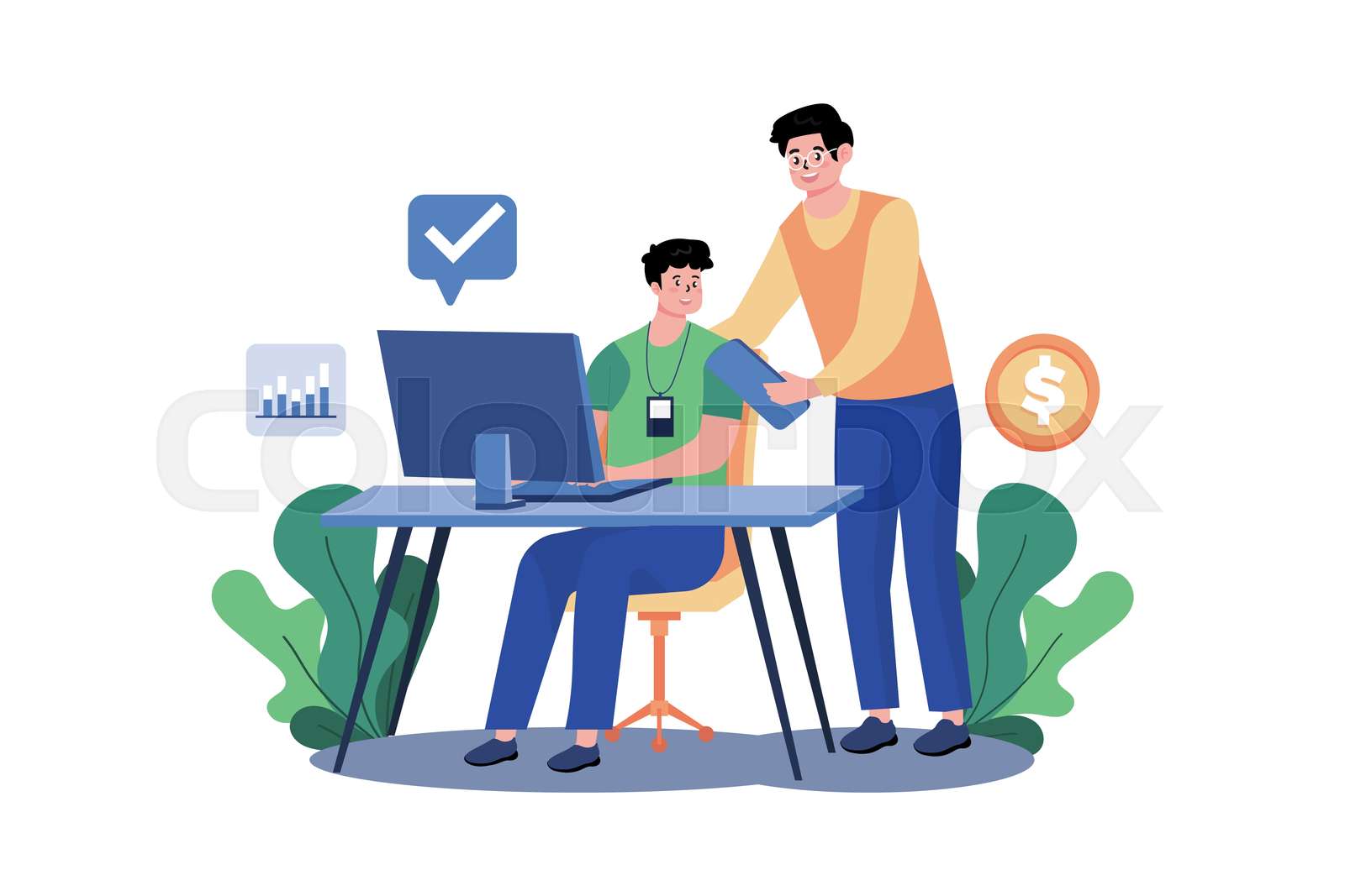 Male Employees Chatting With Each Other | Stock vector | Colourbox