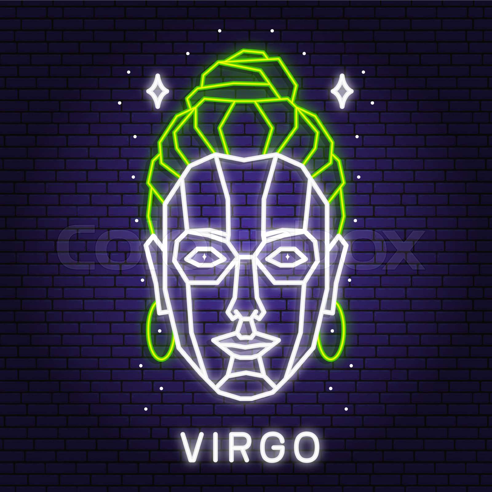 Zodiac astrology horoscope neon sign virgo linear design. Vector ...