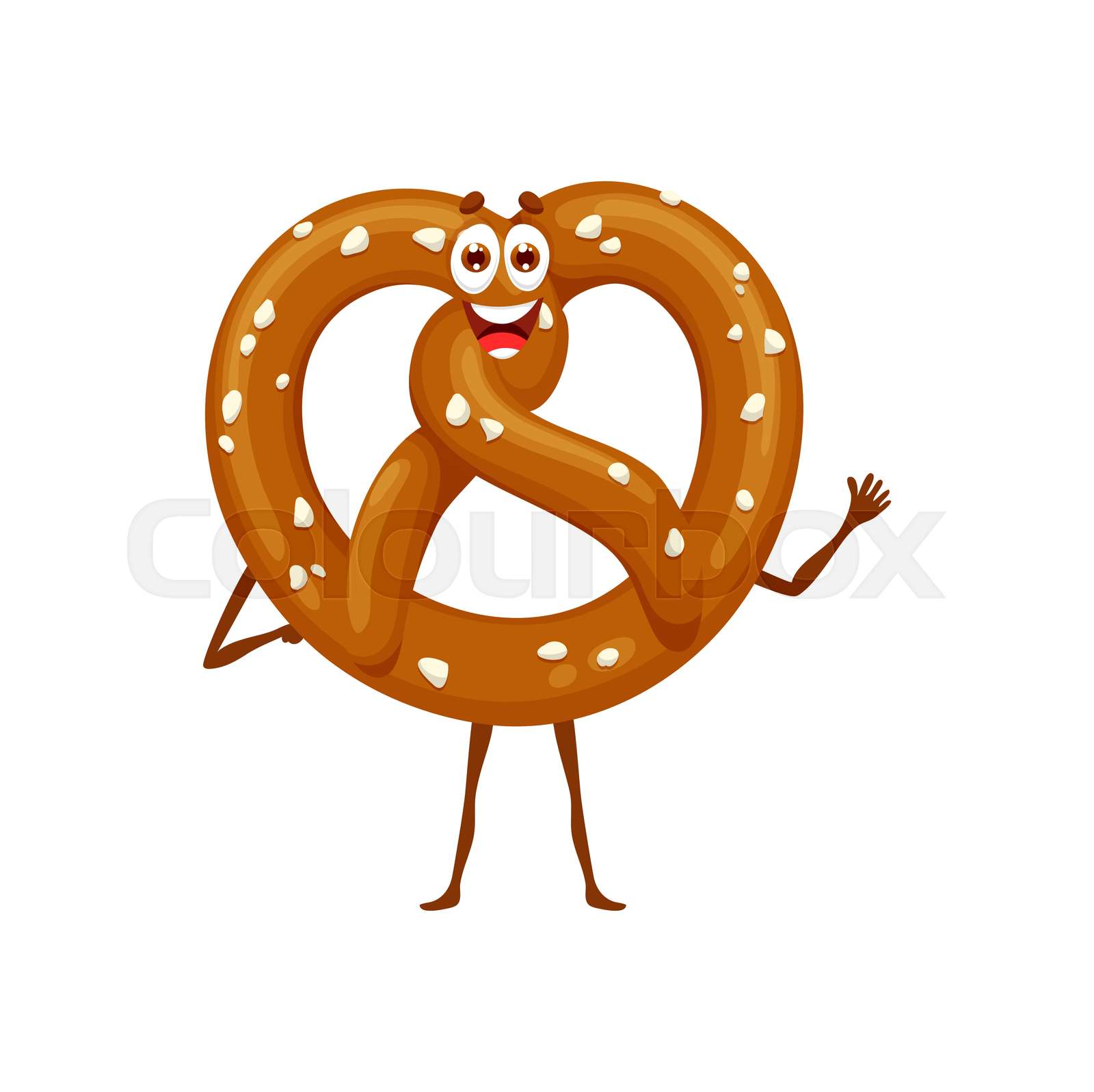 Cartoon pretzel character, funny bakery bread | Stock vector | Colourbox