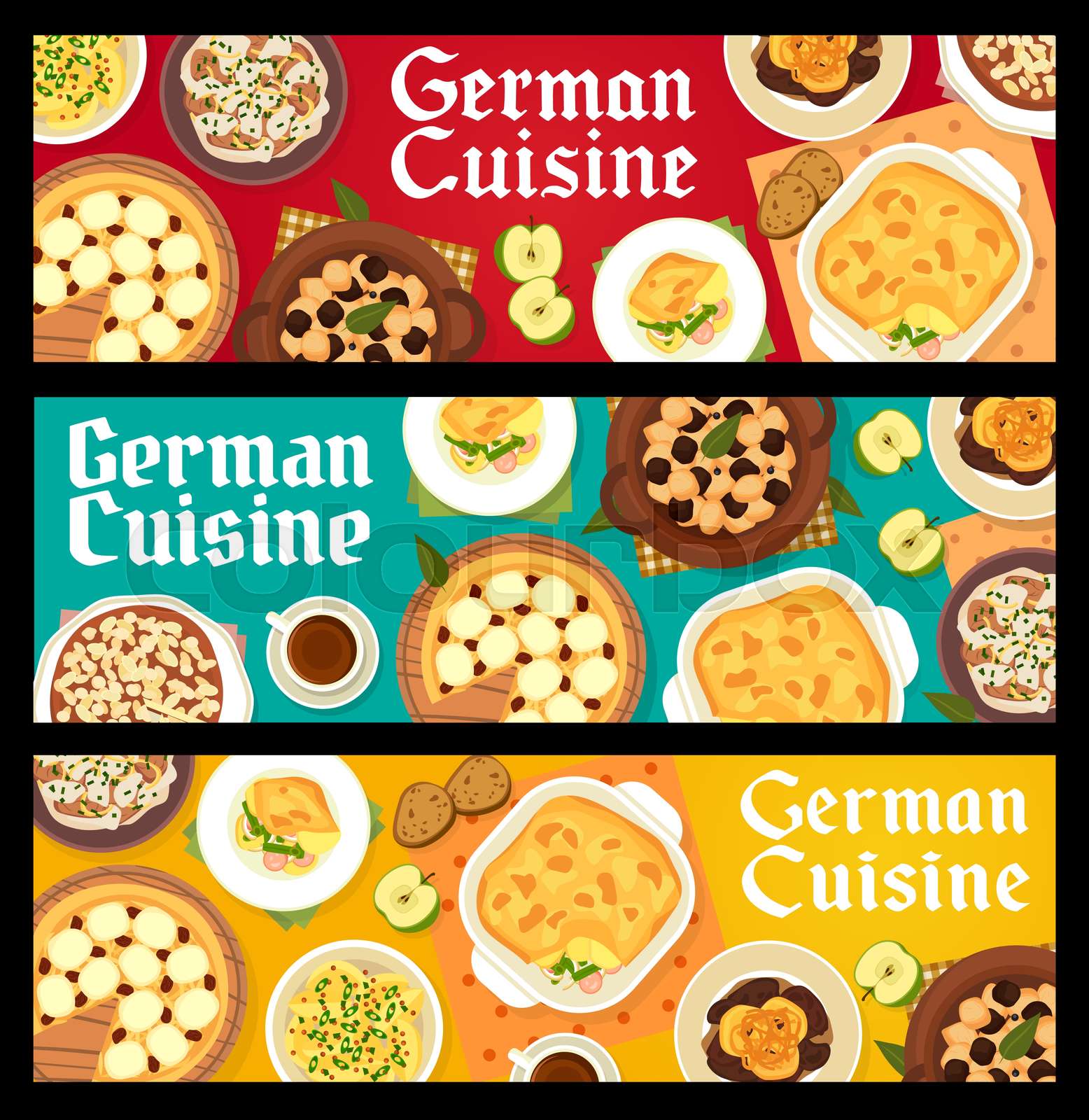 German cuisine meals banners, Germany food dishes | Stock vector ...