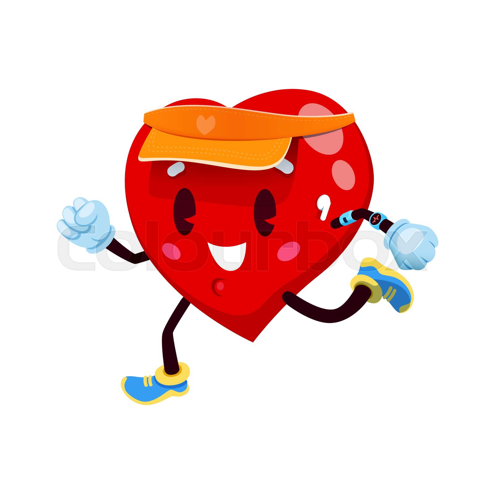 Cartoon Running Heart Character Sport Exercise Stock Vector Colourbox