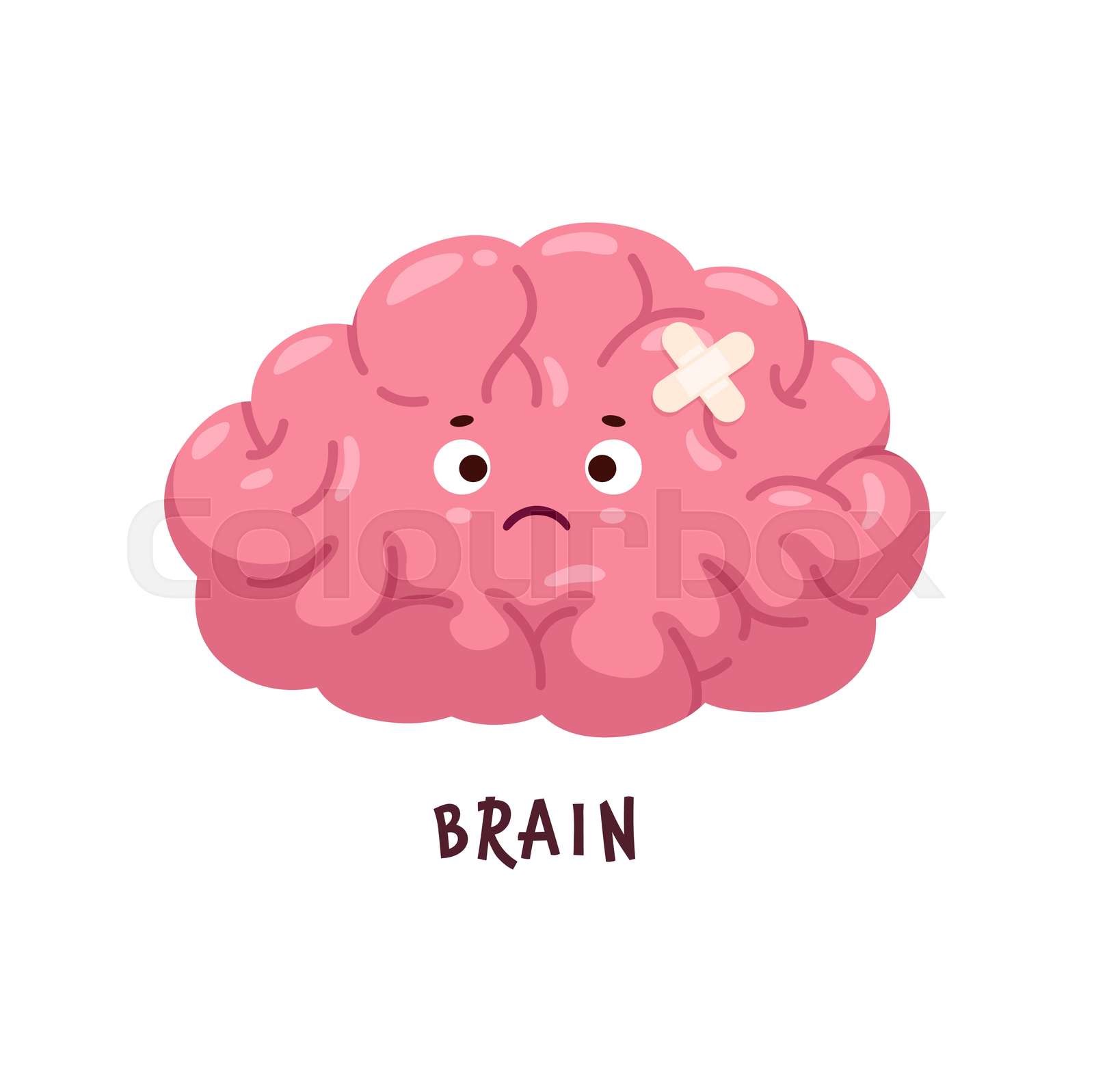 Brain, sick body organ character injured unhealthy | Stock vector ...