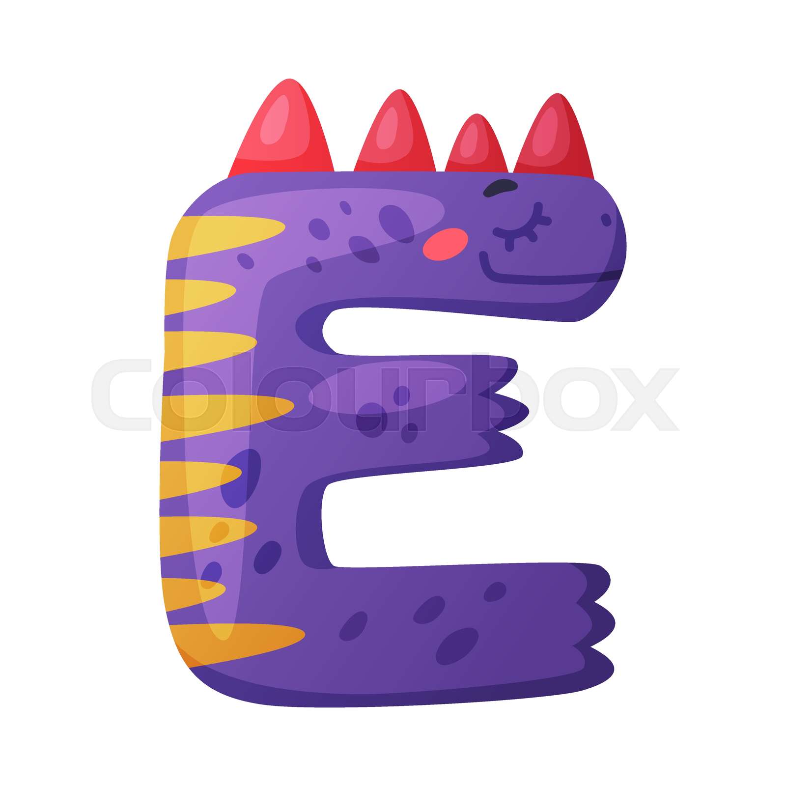 E vowel letter dino font. Dinosaur alphabet, cute dino effect purple ...