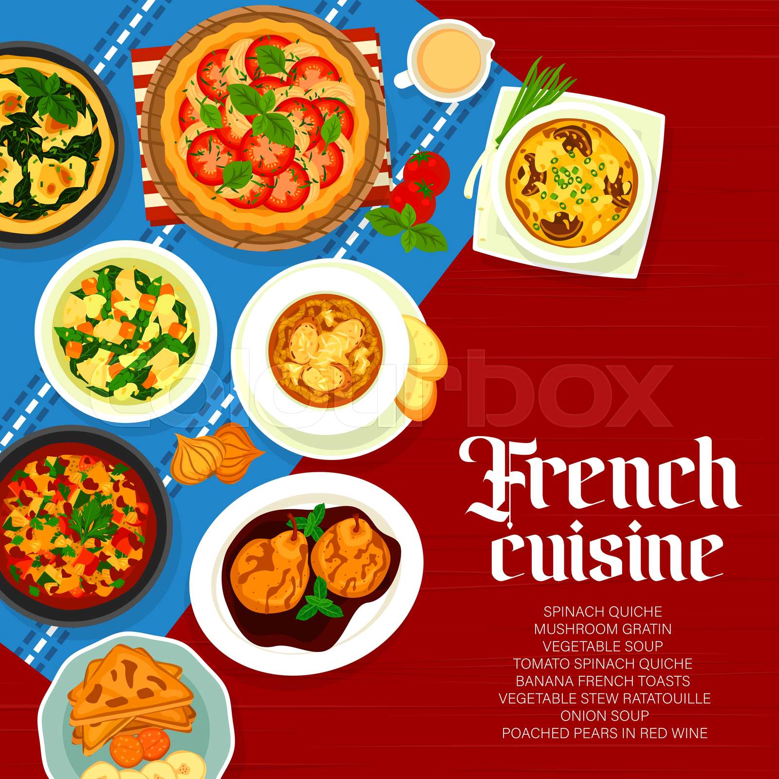 French cuisine menu cover page design template | Stock vector | Colourbox