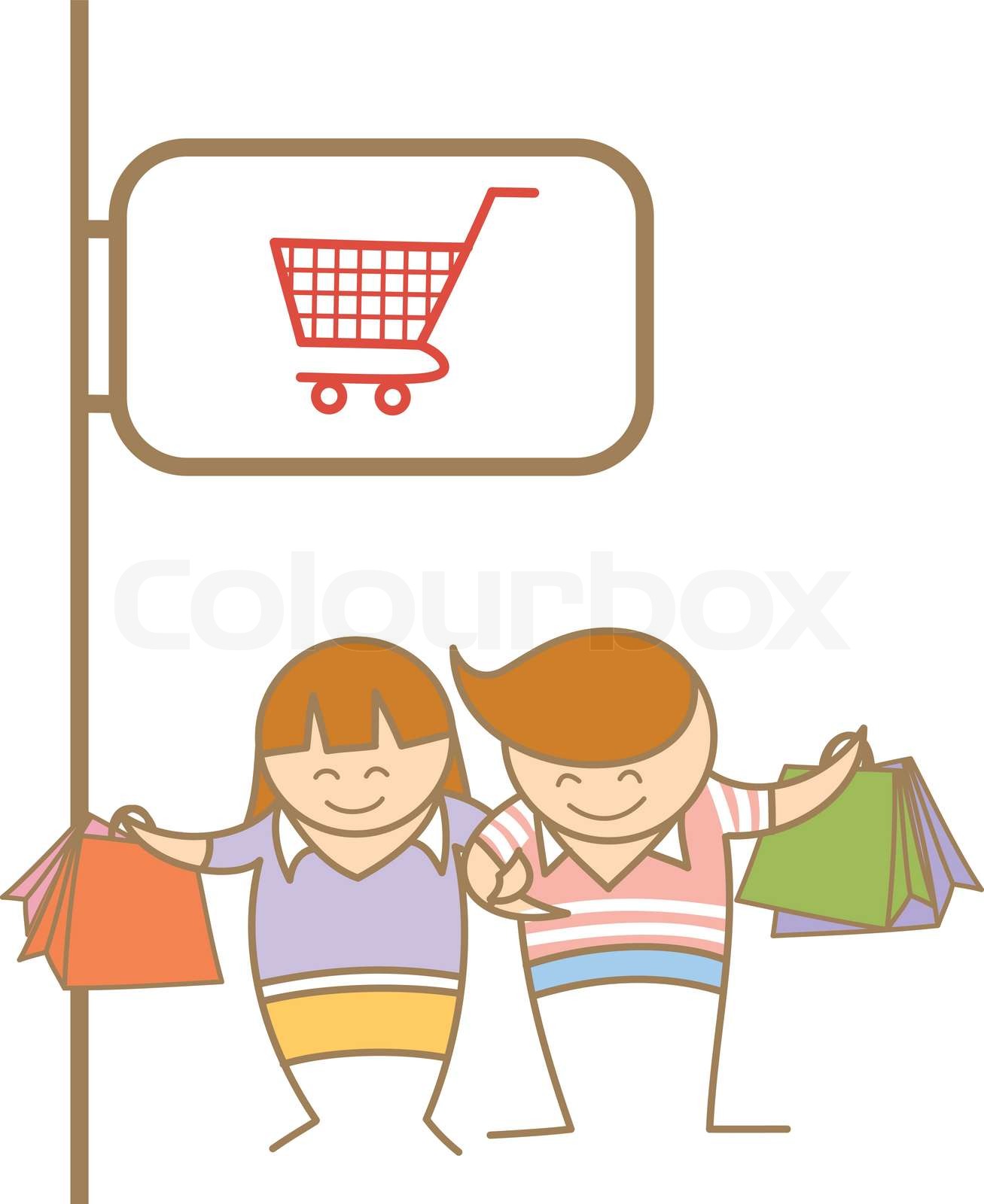 Cartoon-Figur des Paares viel Spaß beim Einkaufen | Stock-Vektor ...