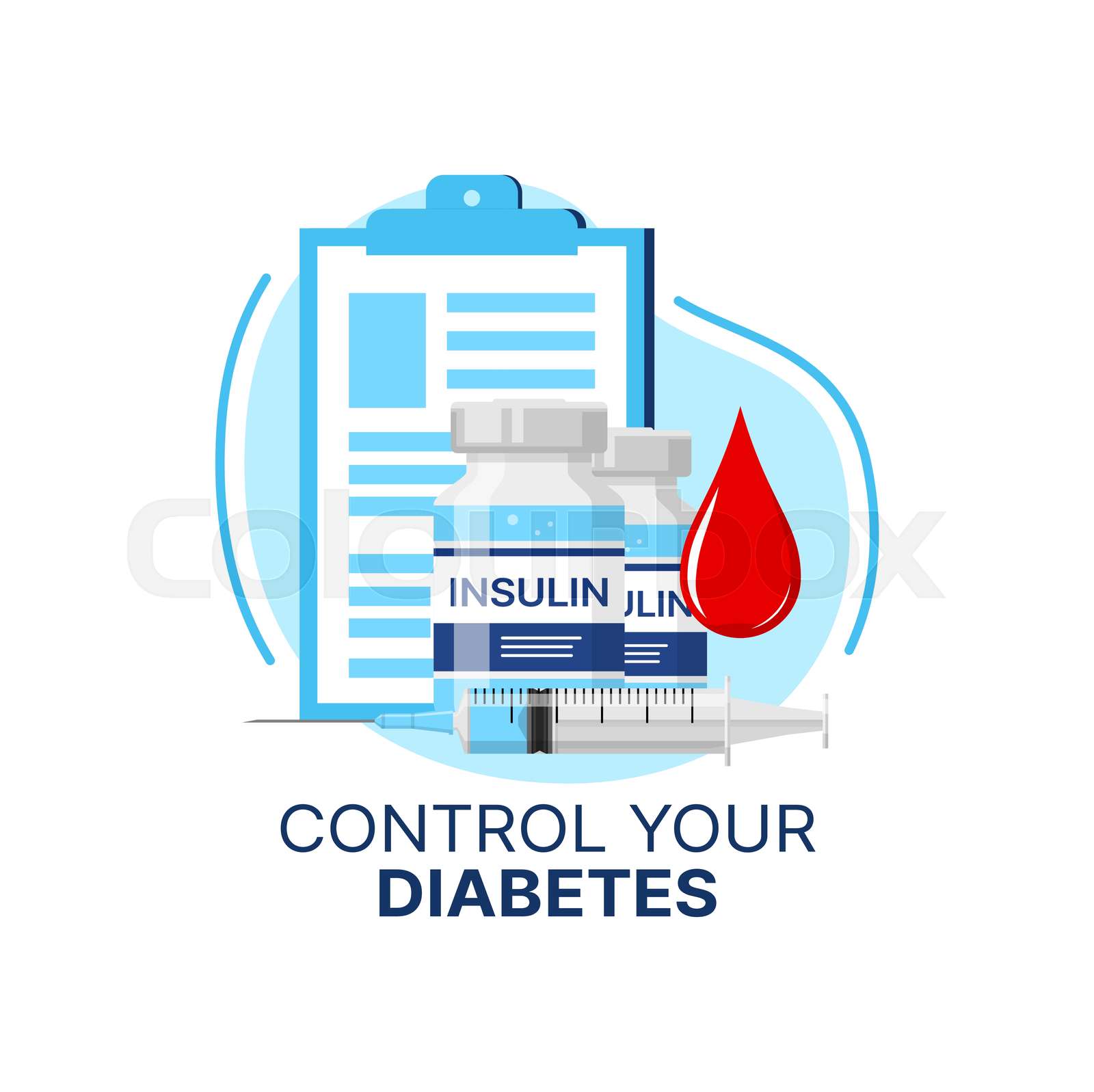 Diabetes control icon, insulin injections, syringe | Stock vector ...