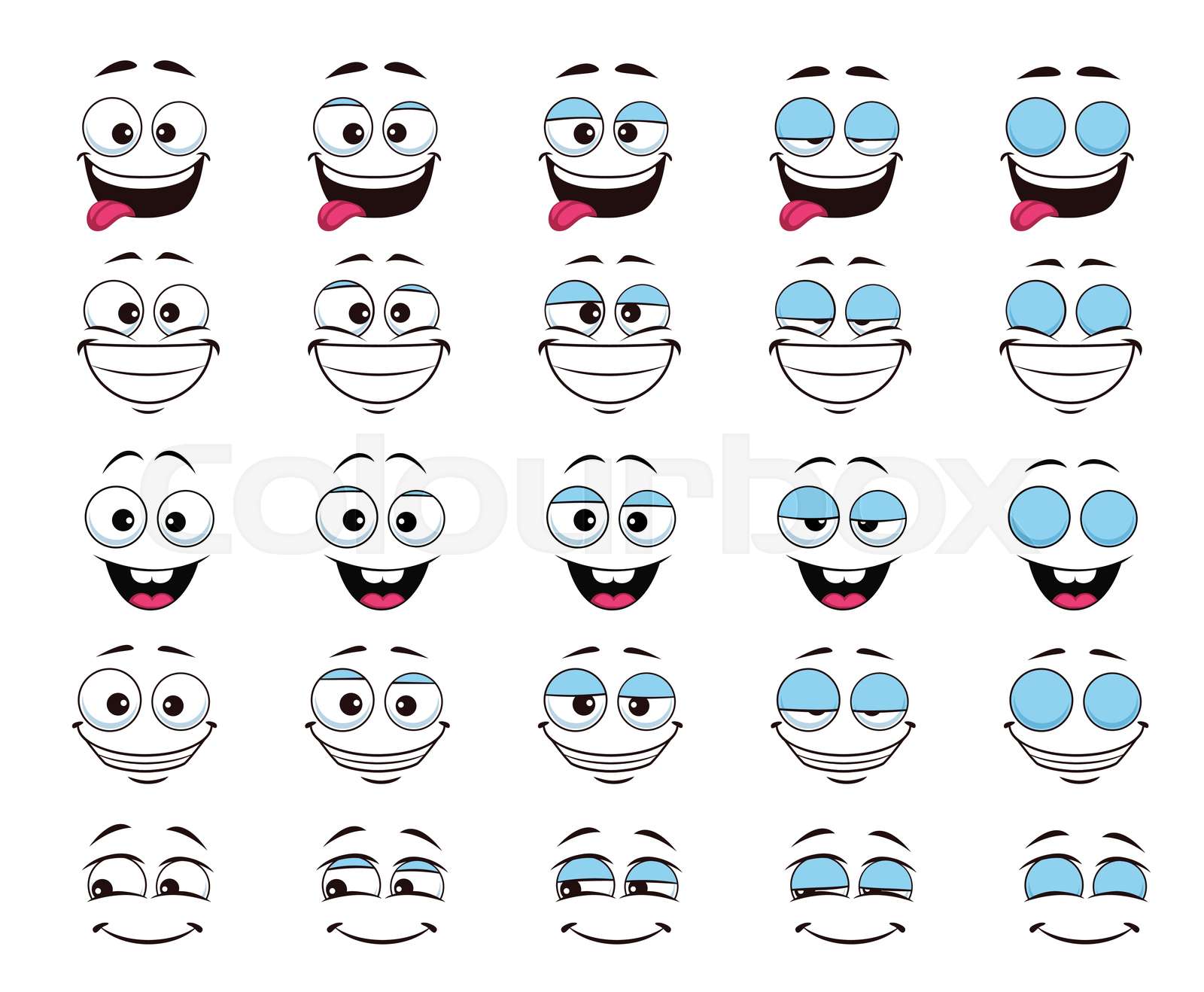 Cartoon face and blink laugh giggle eye animation | Stock vector ...