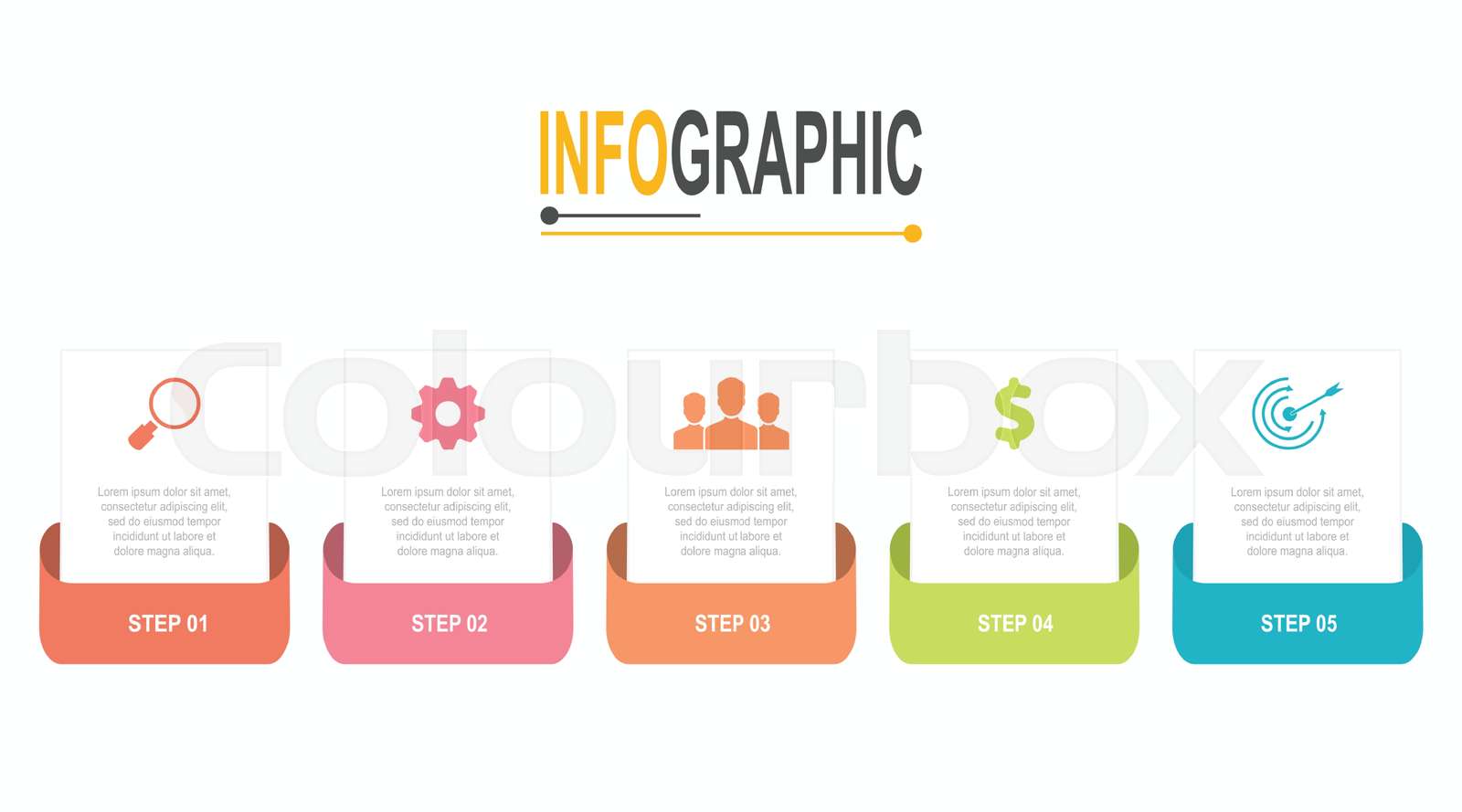 5 Steps Rectangle Infographic Template Business Data Illustration Stock Vector Colourbox