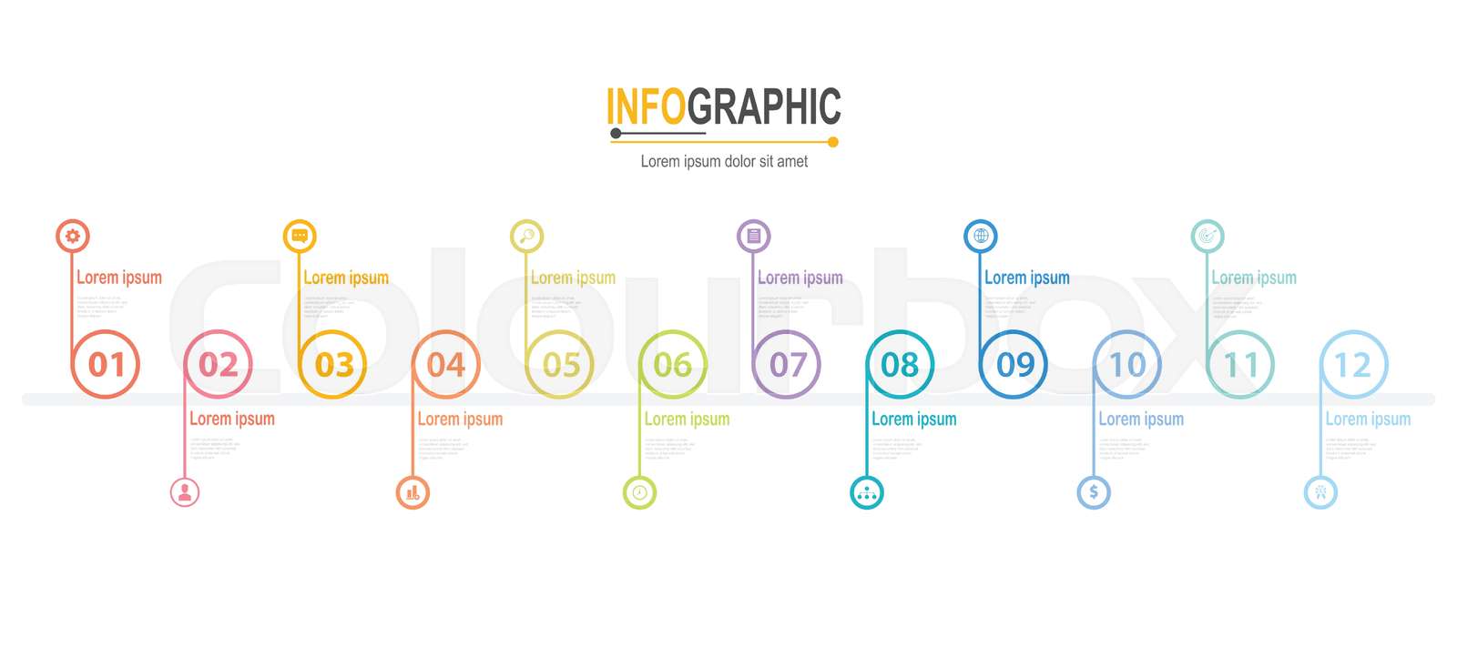 Infographic 12 steps Timeline in 1 year template business data ...