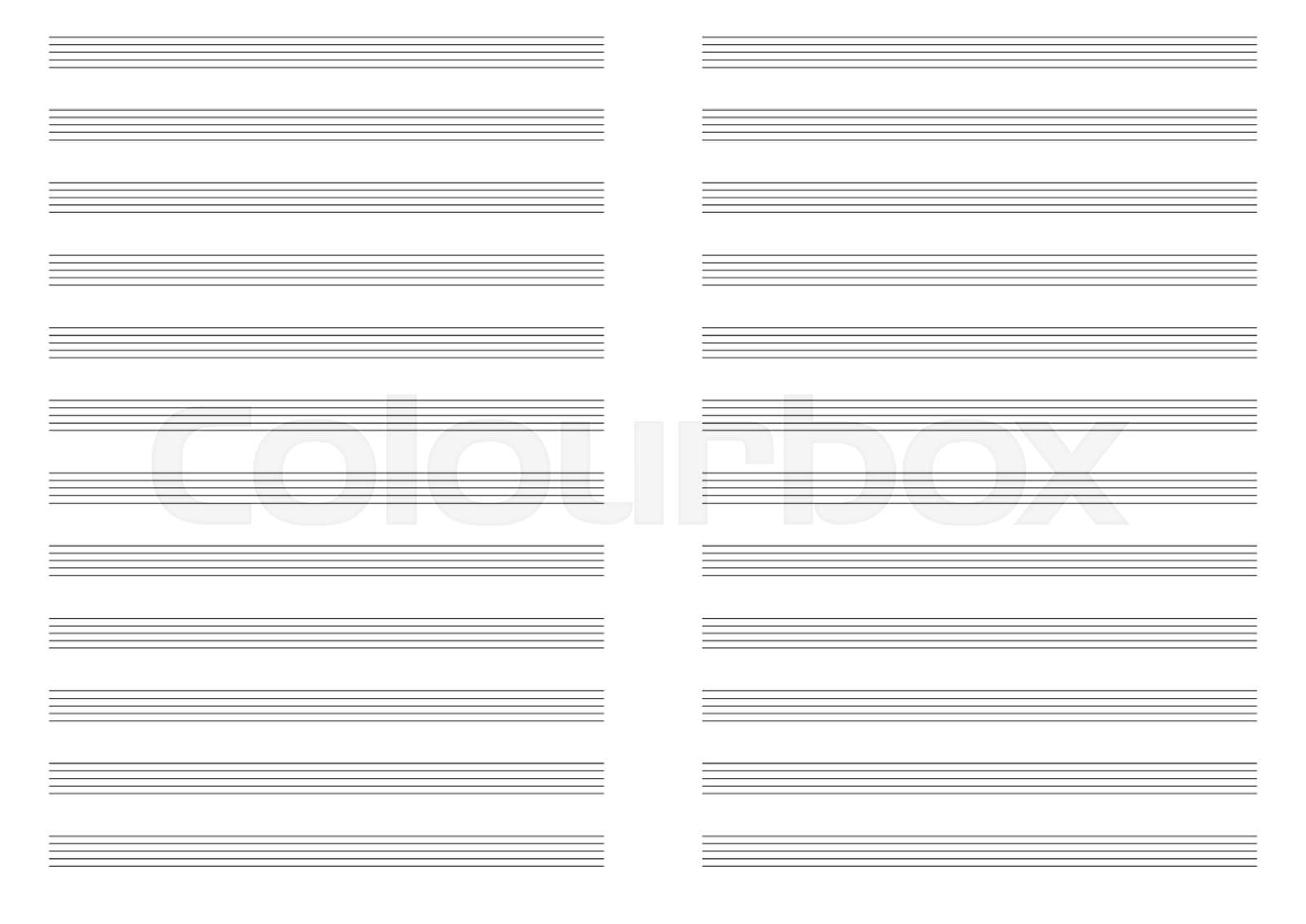 Blank sheet music page template. Lined page with note stave | Stock ...