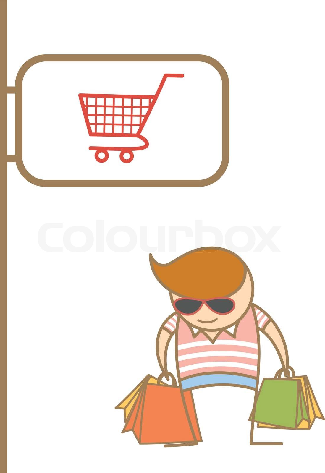 Cartoon-Figur des Menschen viel Spaß beim Einkaufen | Stock-Vektor ...
