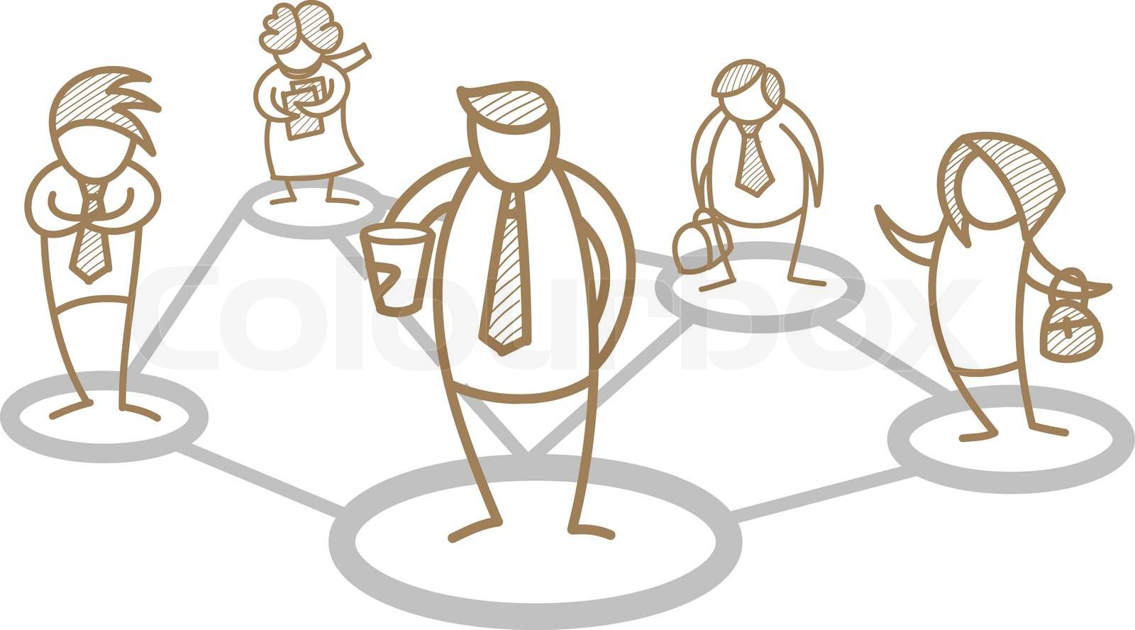 cartoon character of team connecting | Stock vector | Colourbox