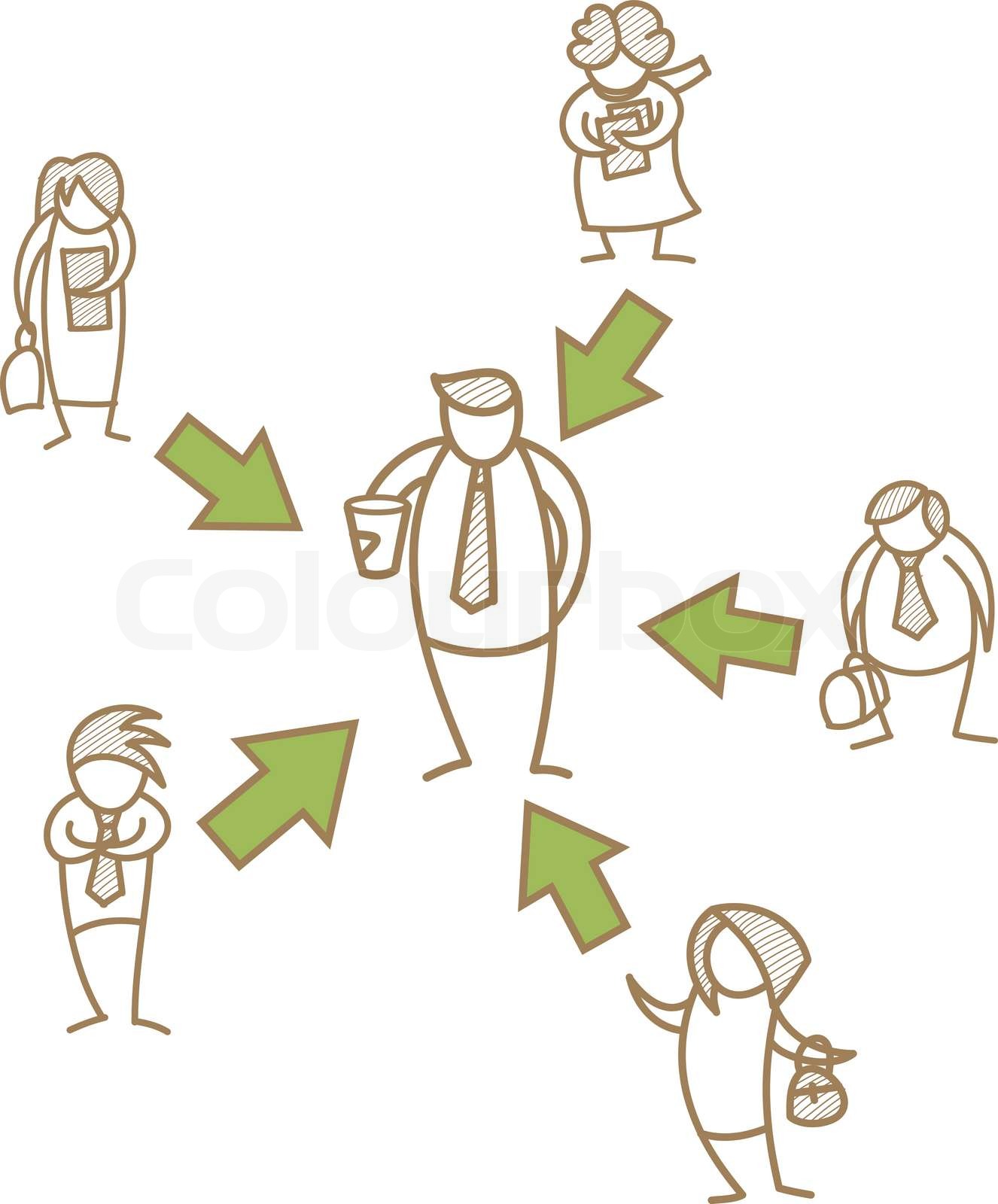 cartoon character of team connecting | Stock vector | Colourbox