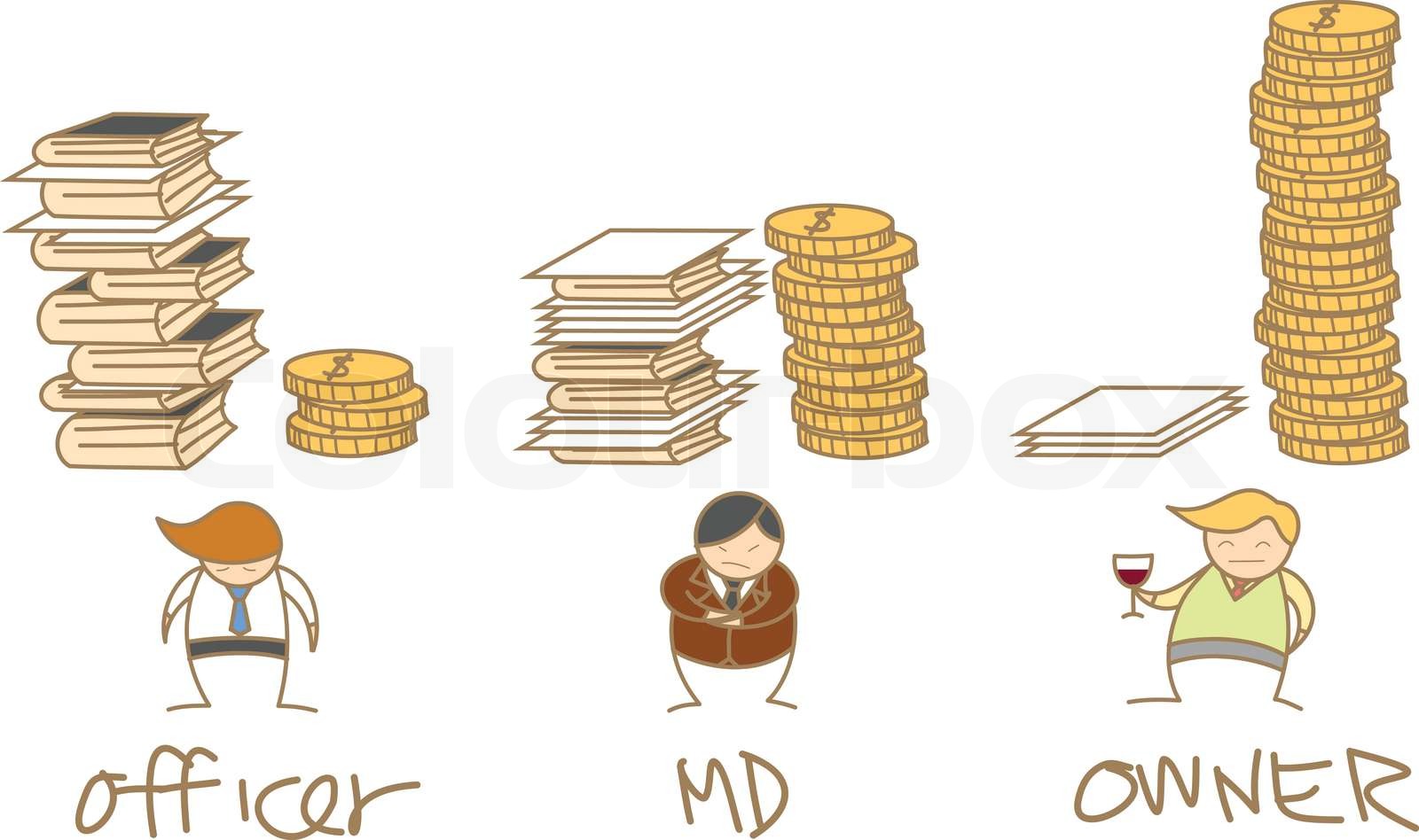 niedliche Cartoon-Vergleich von Geld und Arbeit-Verhältnis | Stock ...