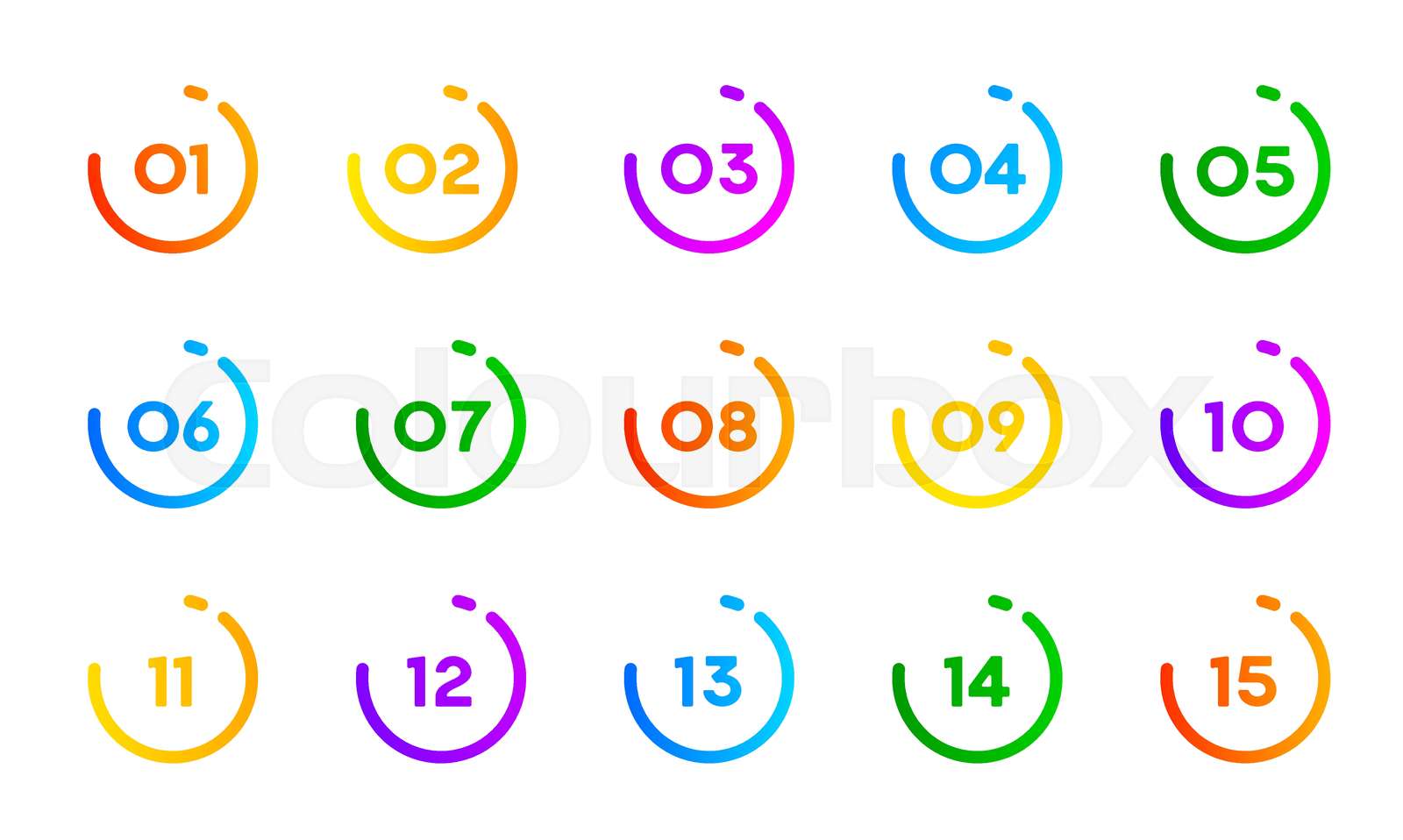 Number bullet point icons 1 to 15, circle buttons | Stock vector ...