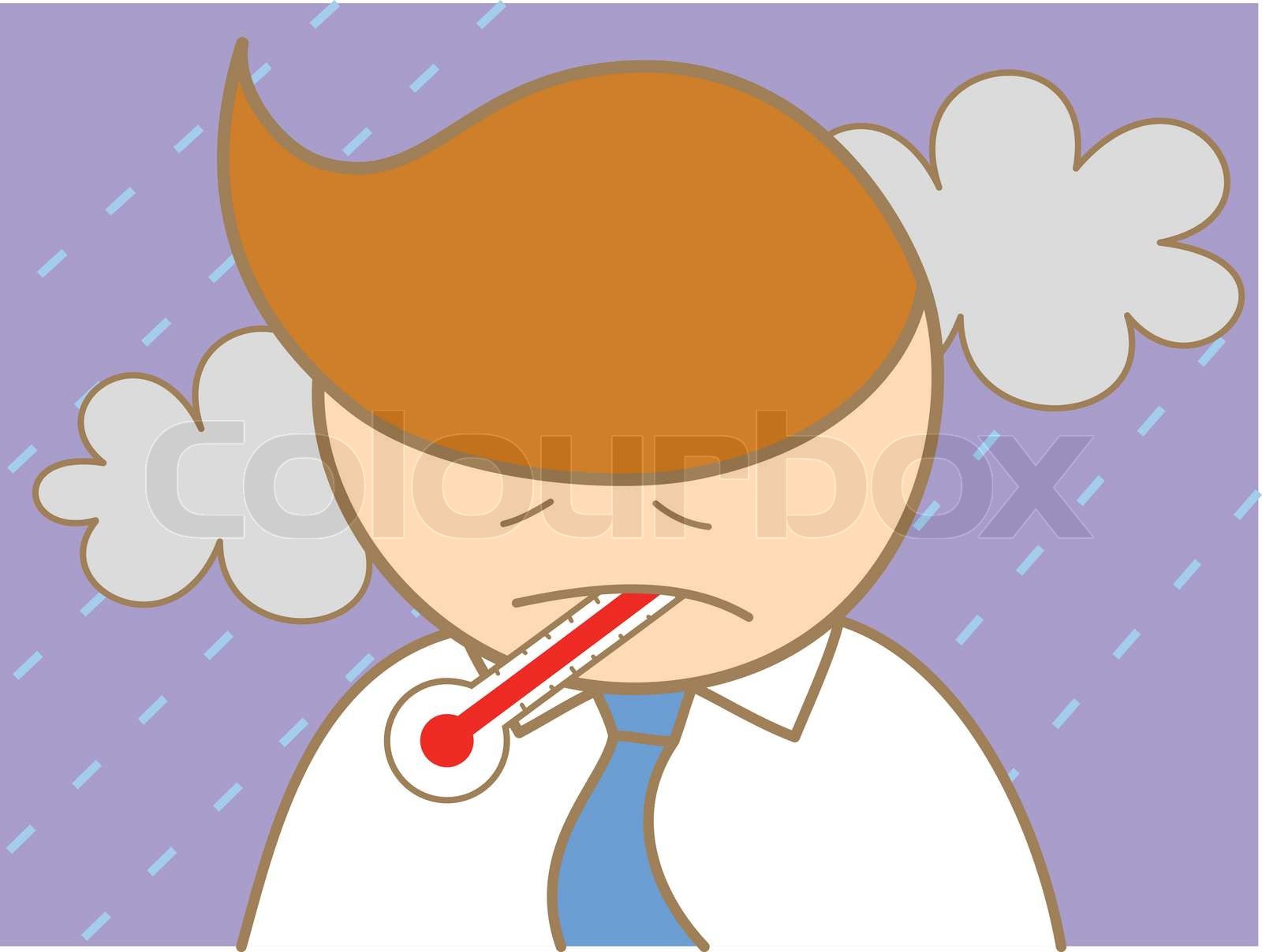 cartoon character of business man got sick | Stock vector | Colourbox
