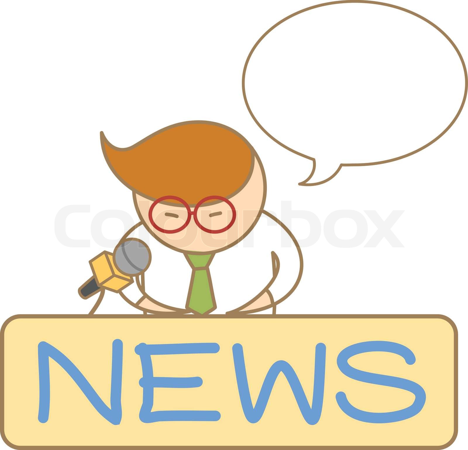 cartoon character of man speaking news on microphone | Stock vector ...
