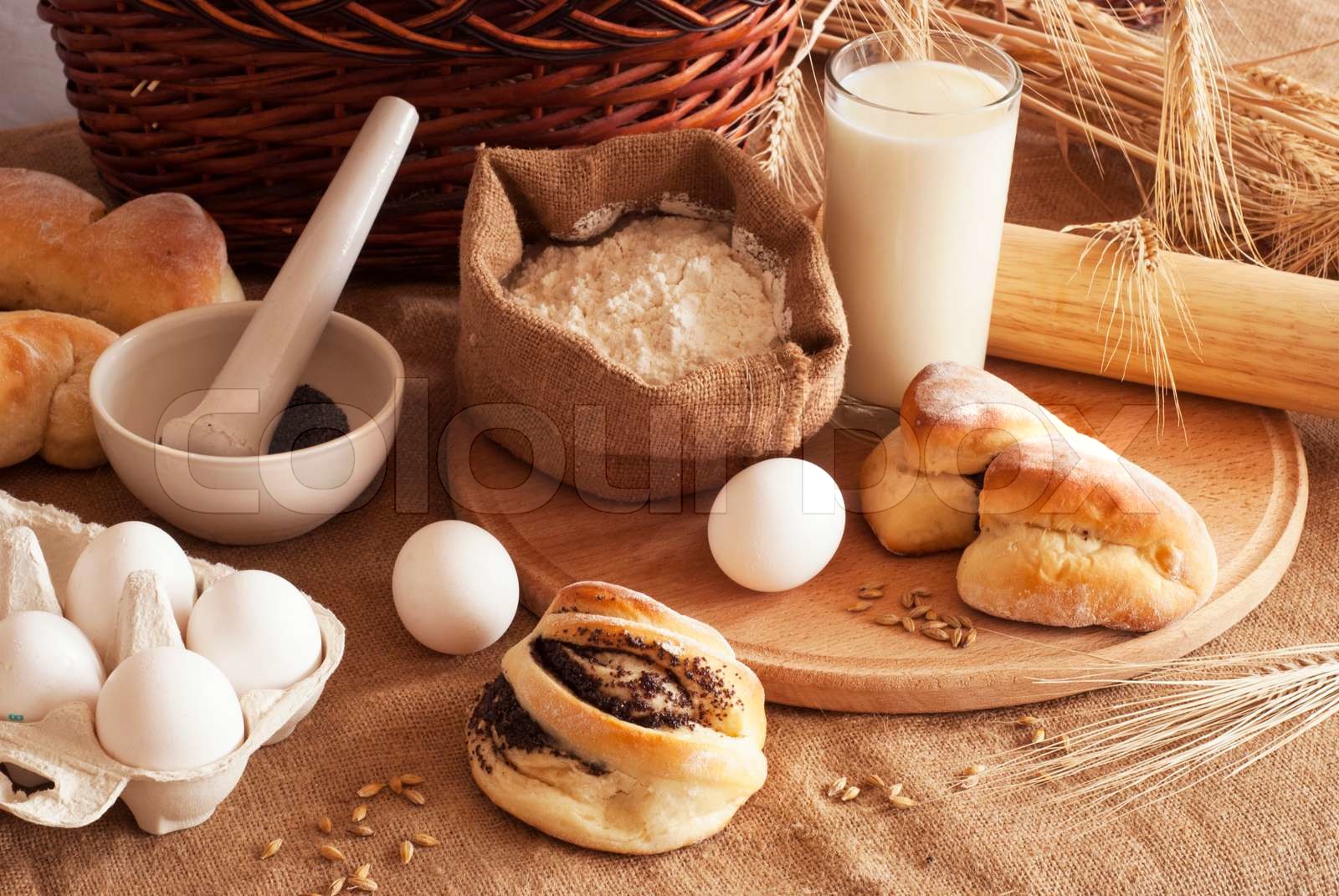 ingredients for the baking of bread | Stock image | Colourbox