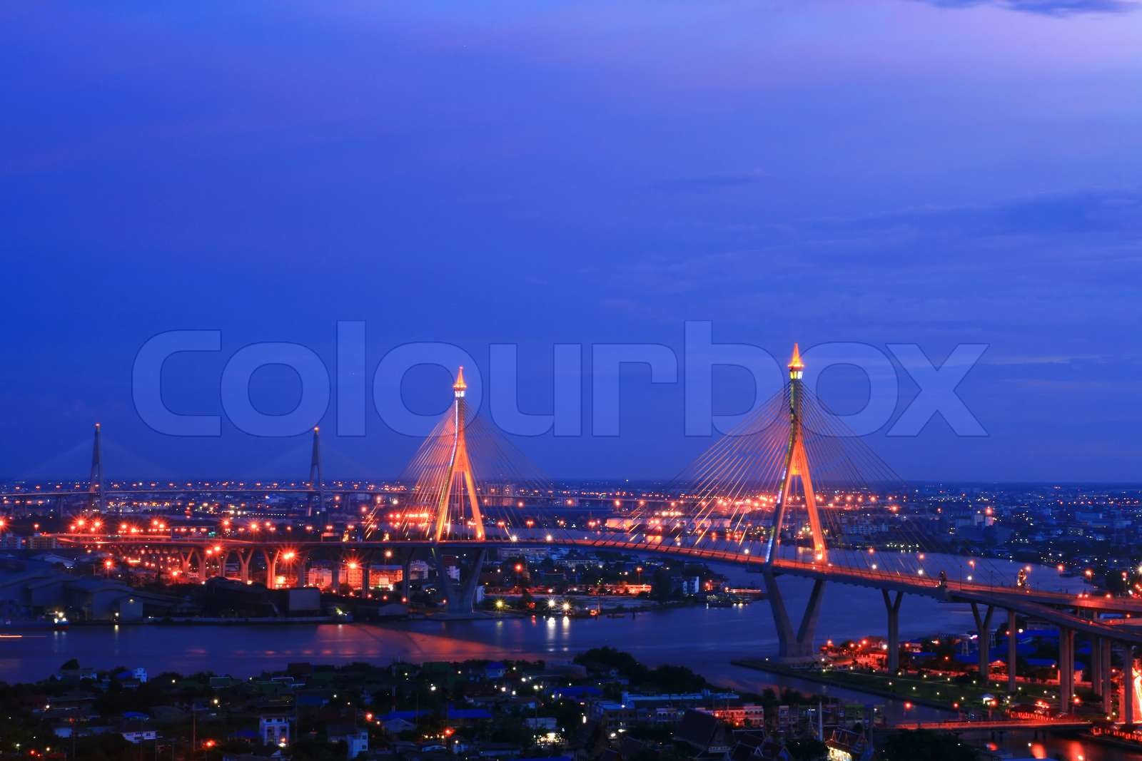 Bhumibol Bridge in Thailand, also known as the Industrial RingBridge or ...