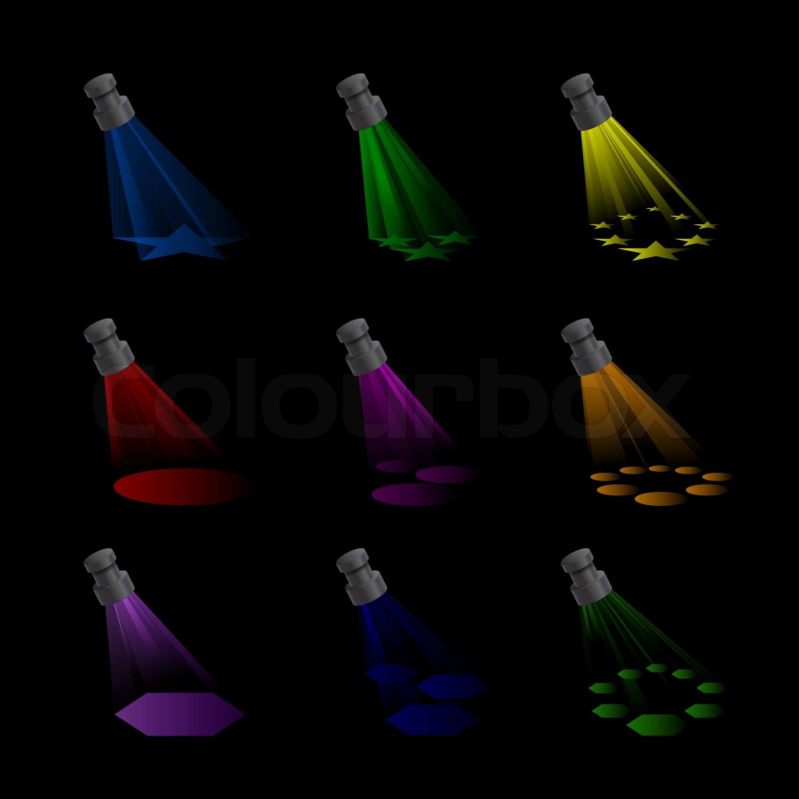 Spotlights with Rainbow Colours | Stock vector | Colourbox