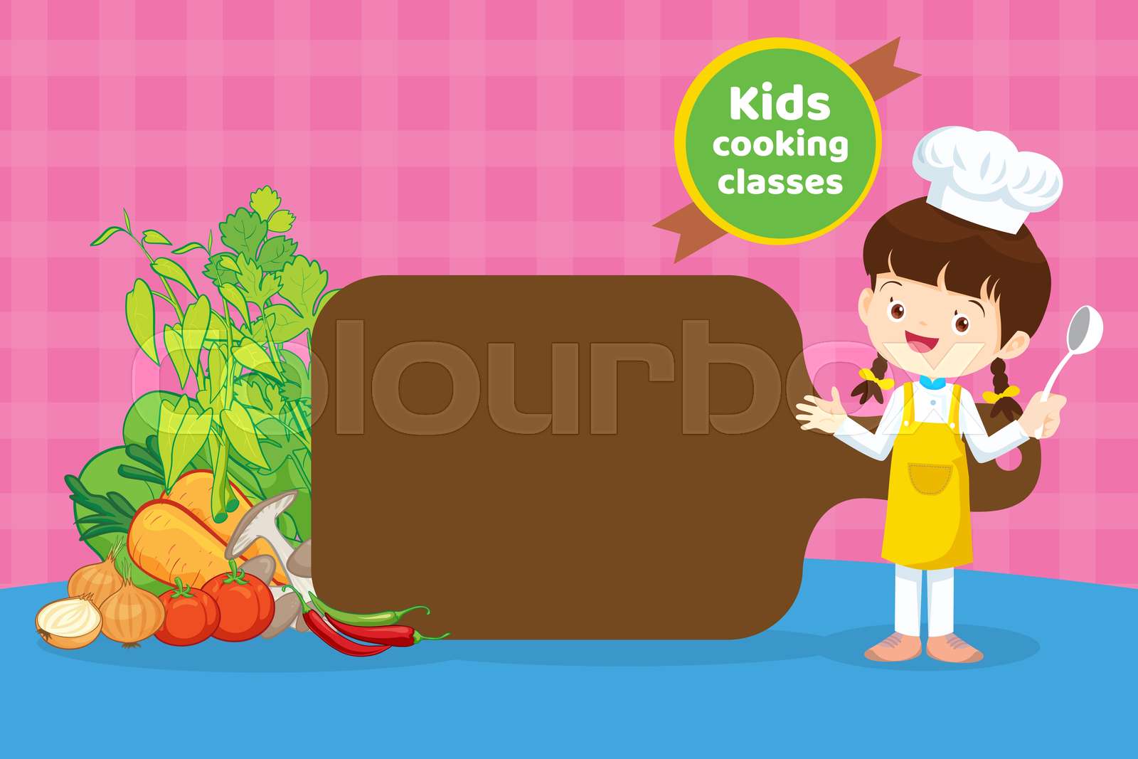 Chef Kids Cooking class design template.Cute little chef cooking meal ...