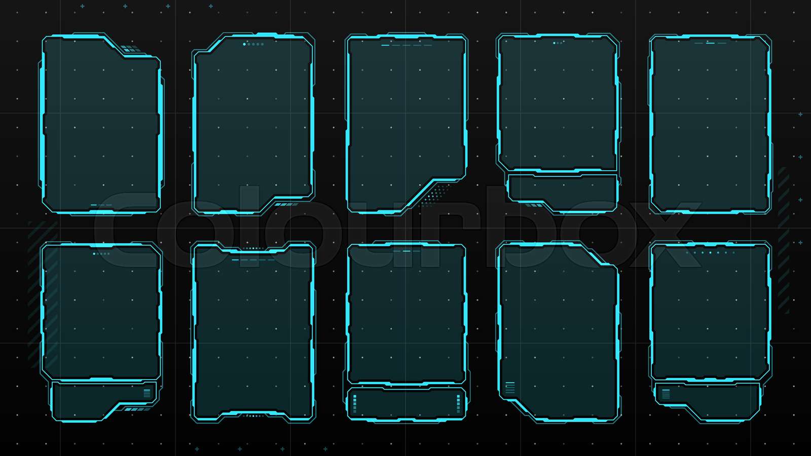 HUD display screen frames, info boxes UI interface | Stock vector ...