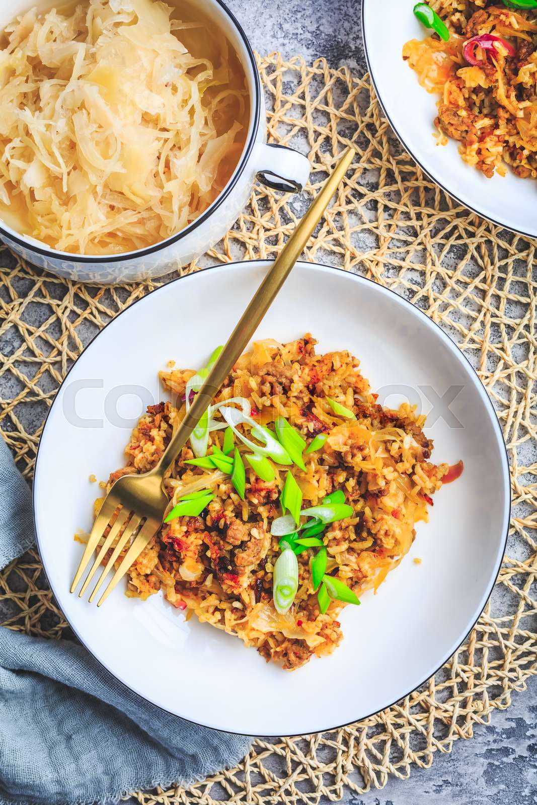 Risotto with ground beef, cabbage (sauerkraut) and rice, cabbage ...