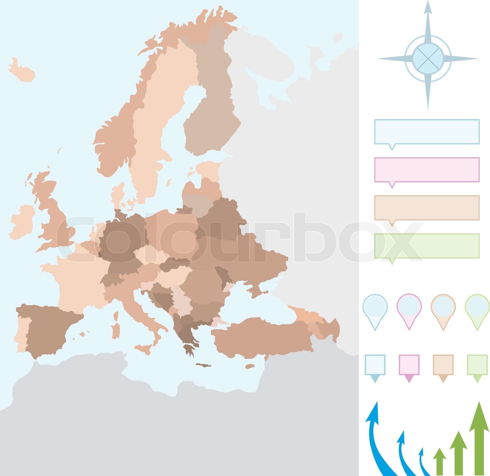 Europe map with borders for countries | Stock vector | Colourbox