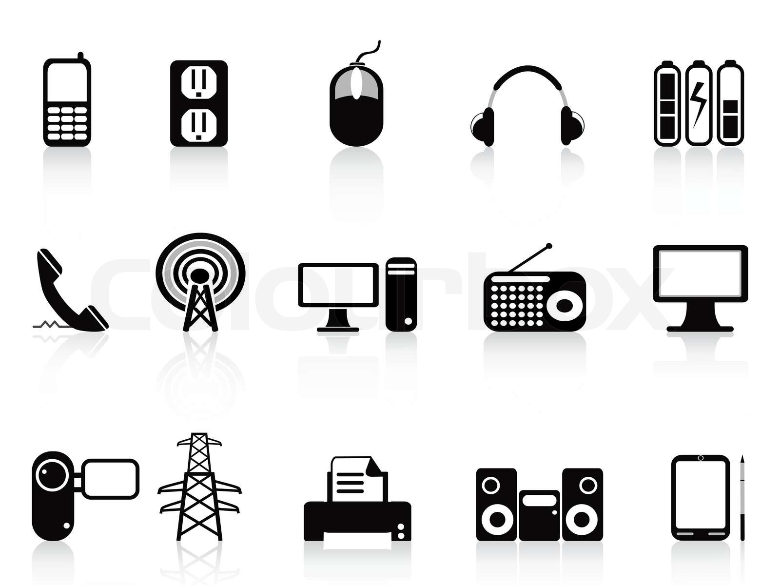 black electronic icons set | Stock vector | Colourbox