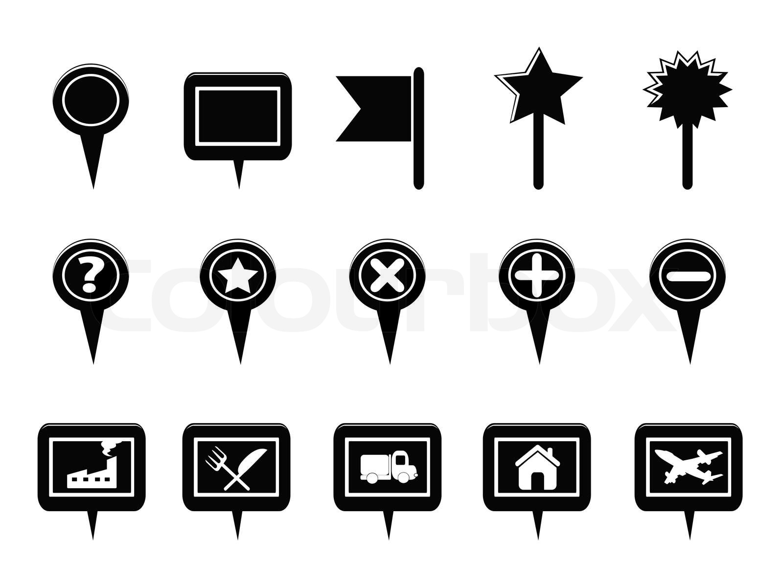 Black GPS and Map Navigation Markers | Stock vector | Colourbox