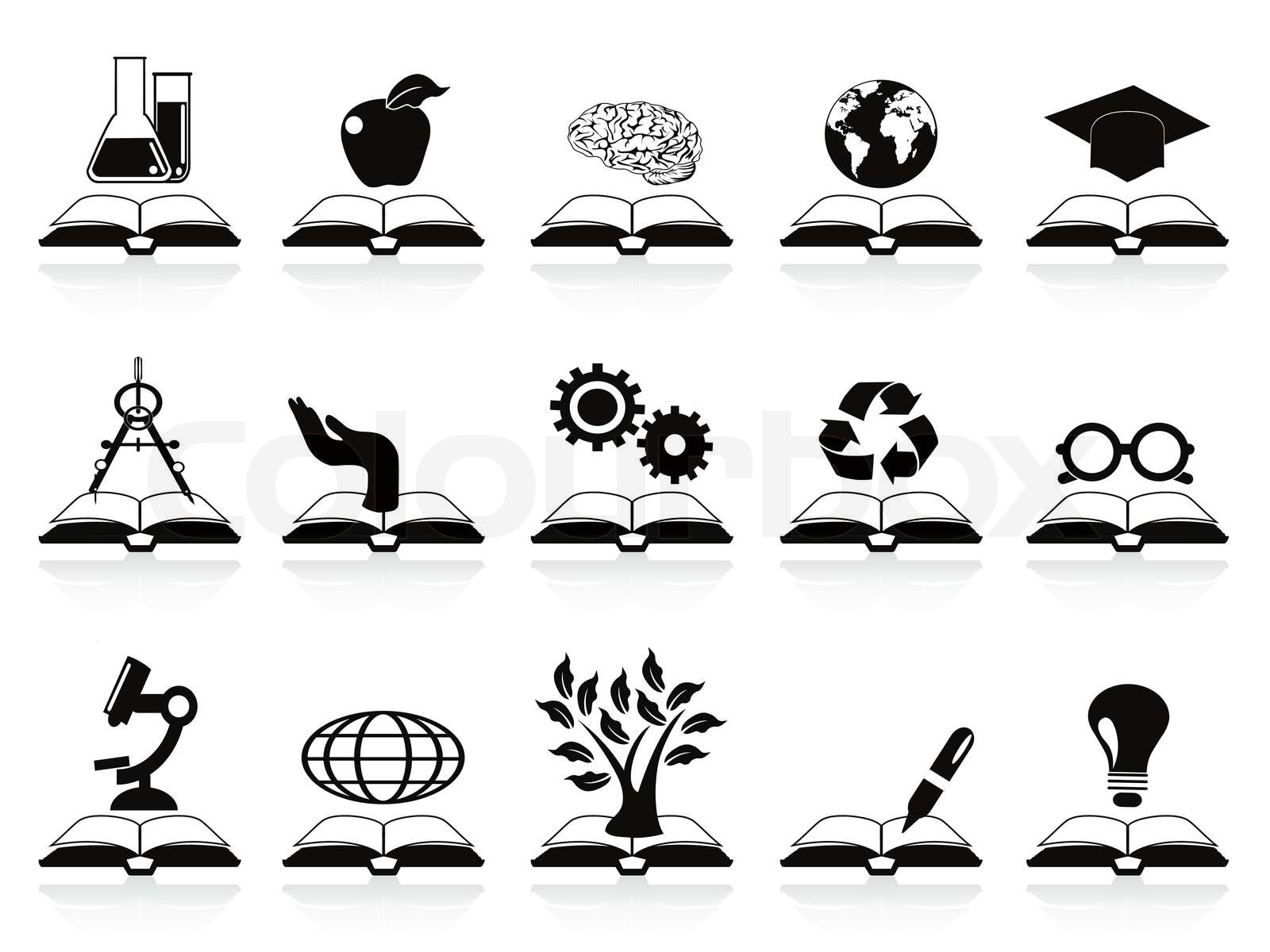 bibliothek, icon, fachwissen | Stock-Vektor | Colourbox