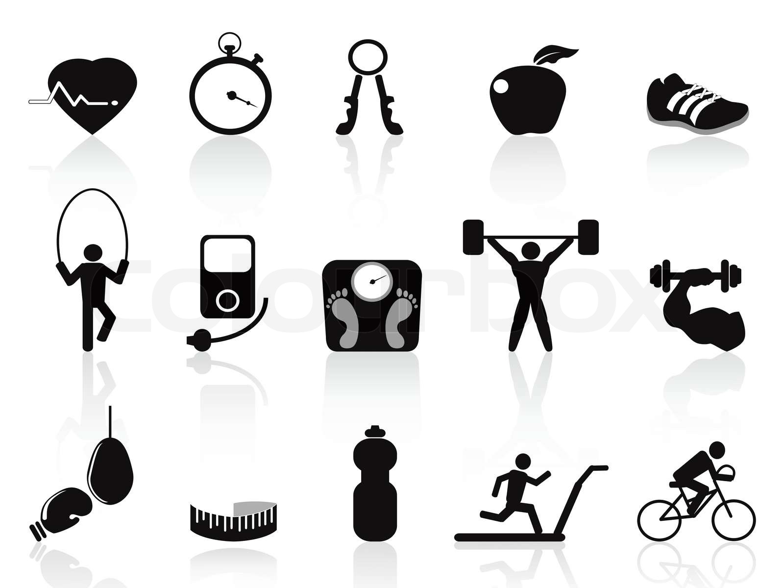 black fitness icons set | Stock vector | Colourbox