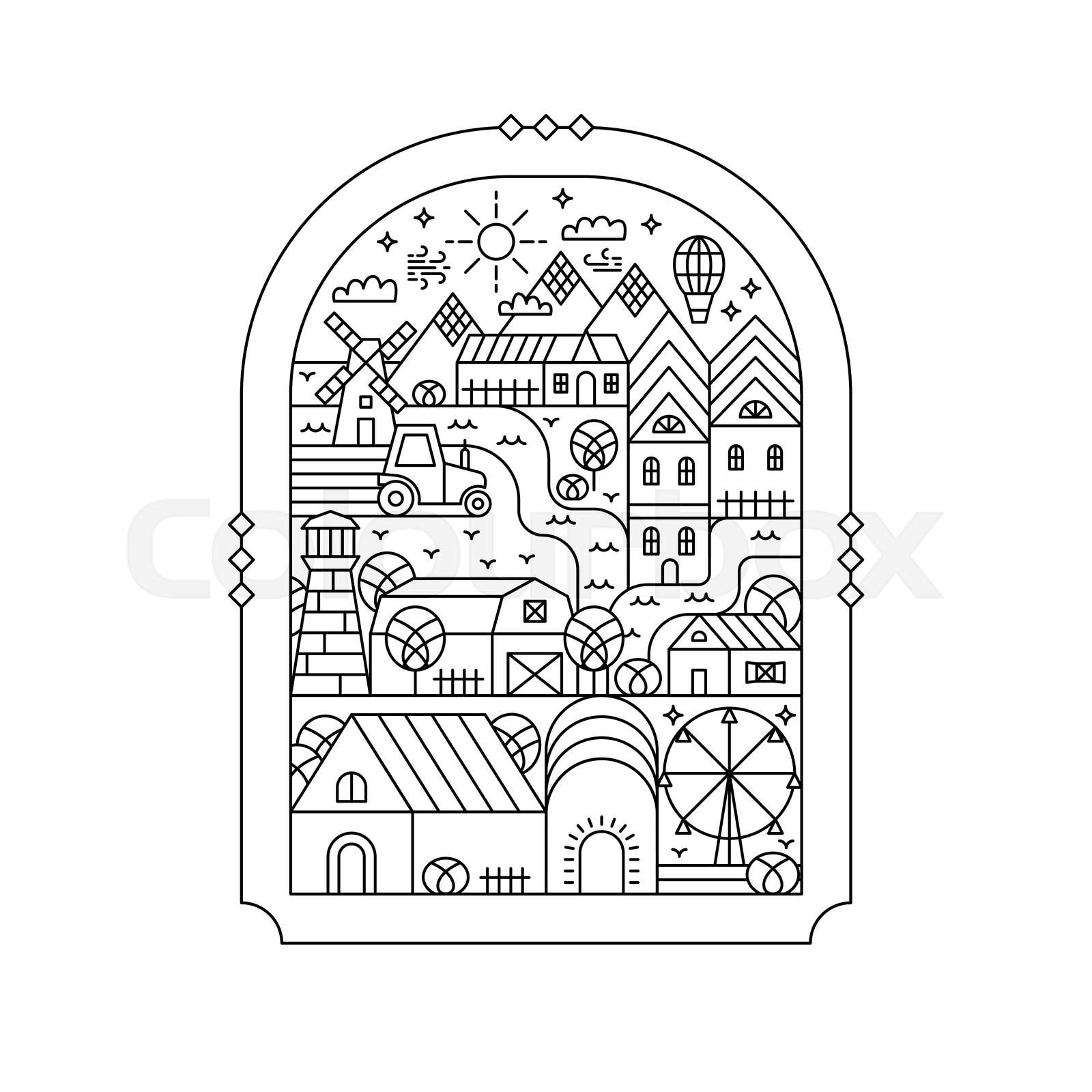 Countryside Colouring Book | Stock vector | Colourbox