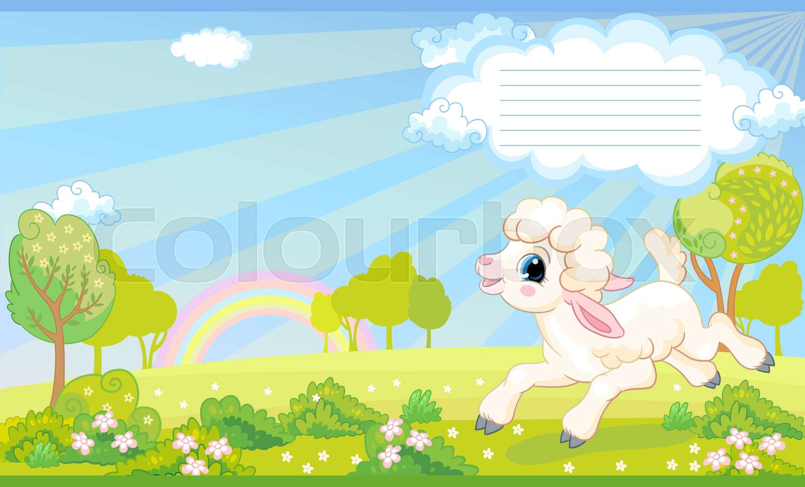 Cover for notebook with cute lamb vector | Stock vector | Colourbox