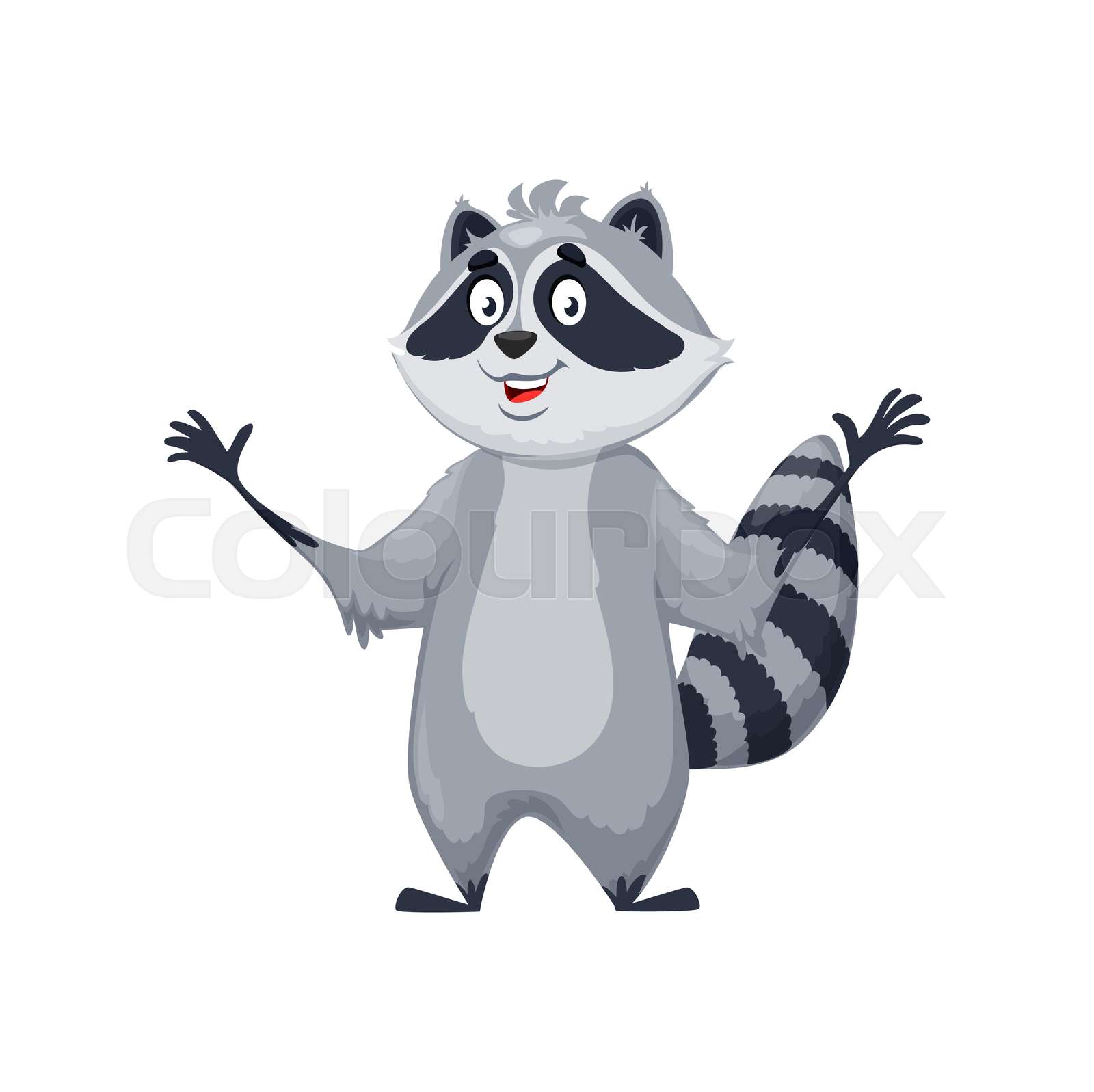 Raccoon cartoon character or cute funny animal | Stock vector | Colourbox