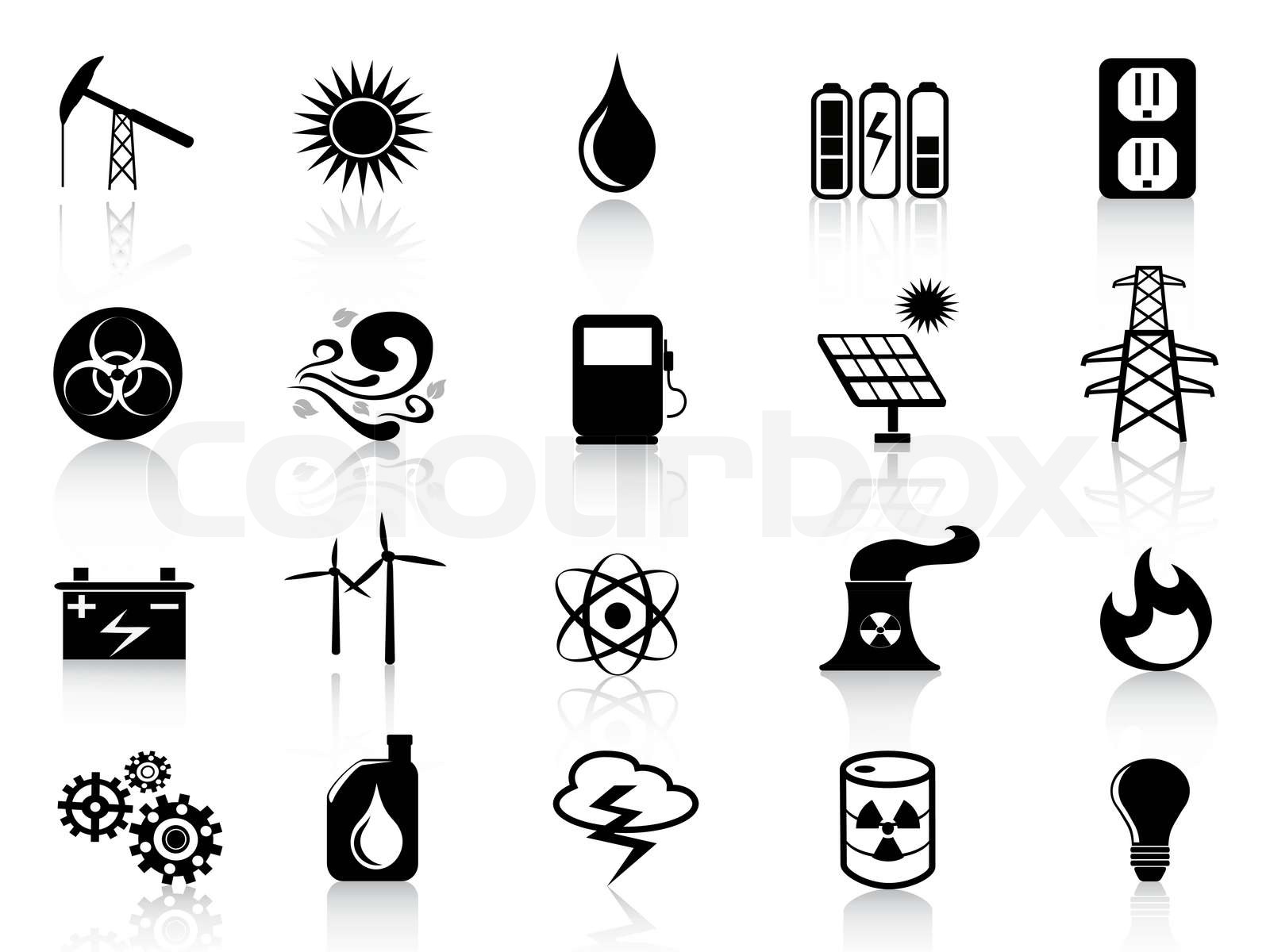 black energy icons set | Stock vector | Colourbox