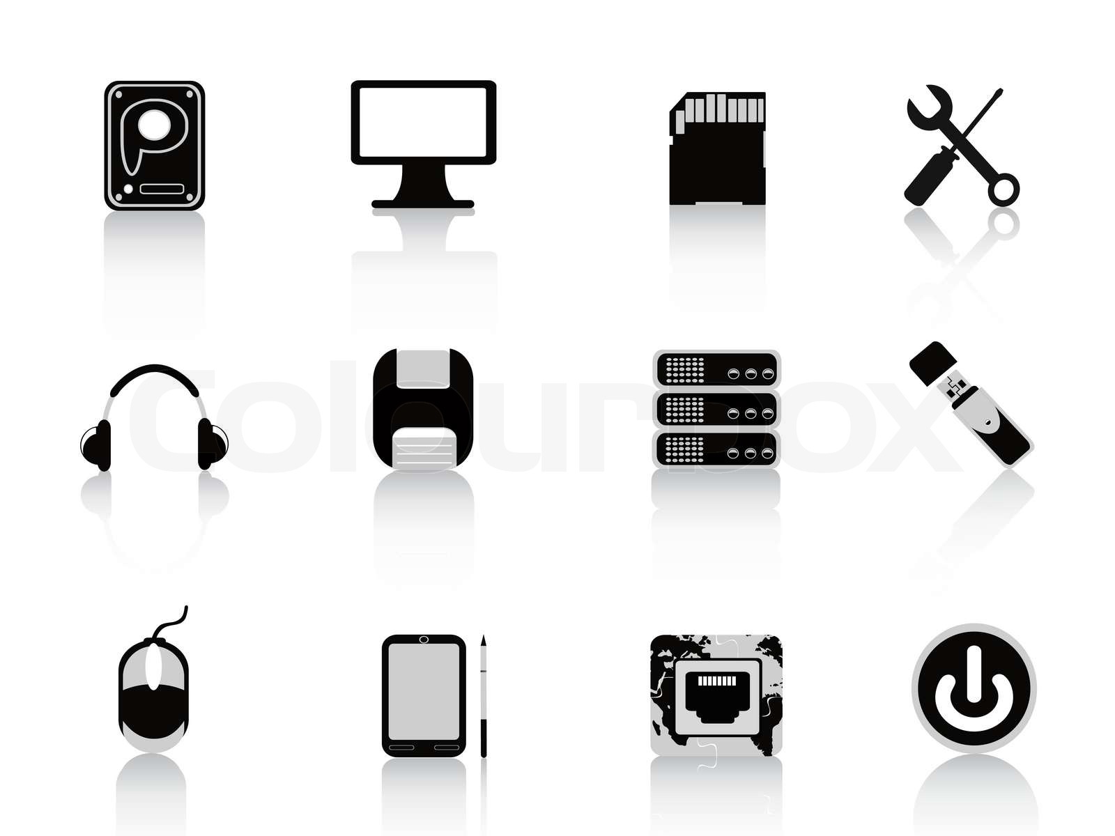 black computer equipment icon | Stock vector | Colourbox