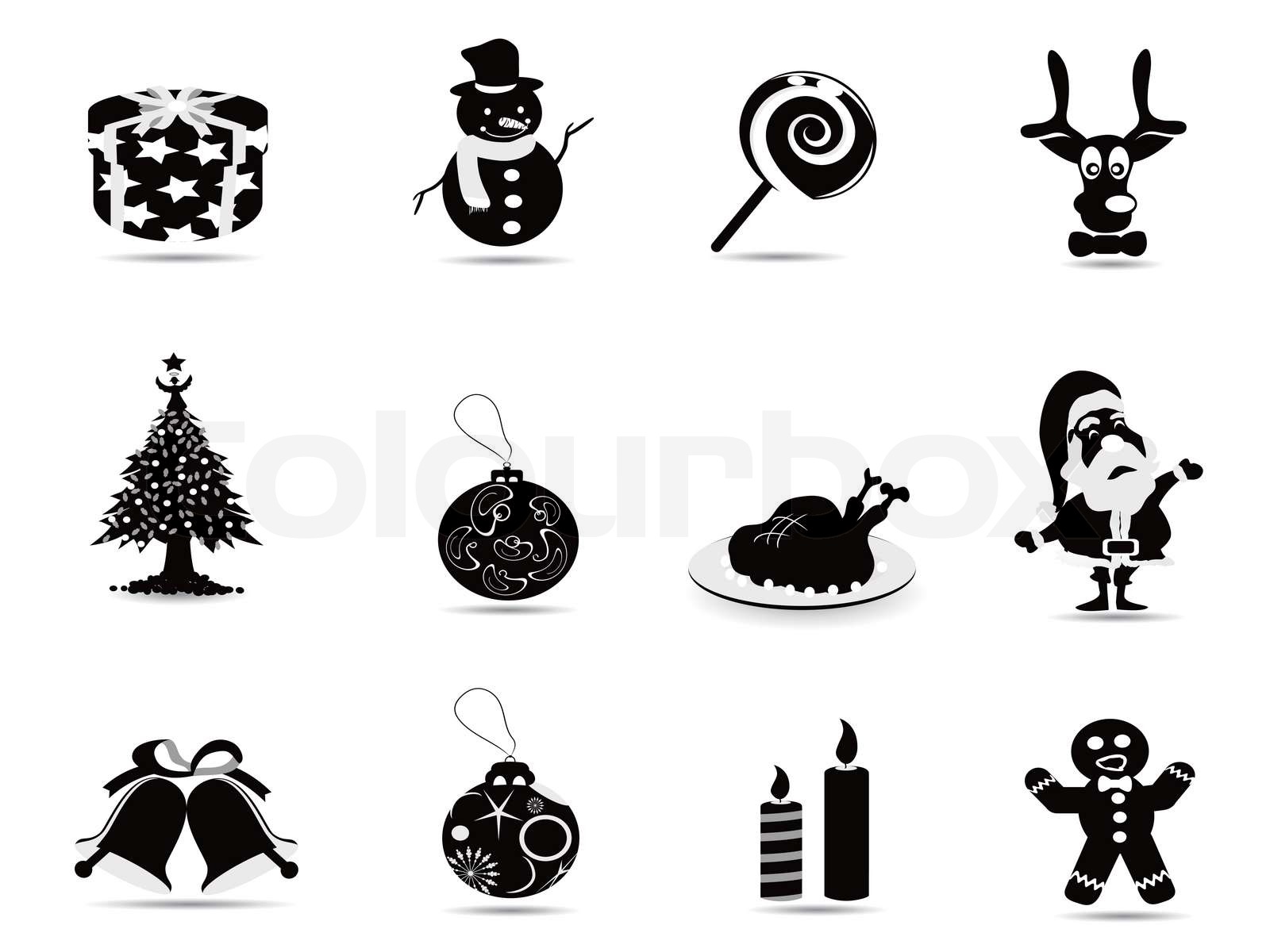 black christmas icon set | Stock vector | Colourbox