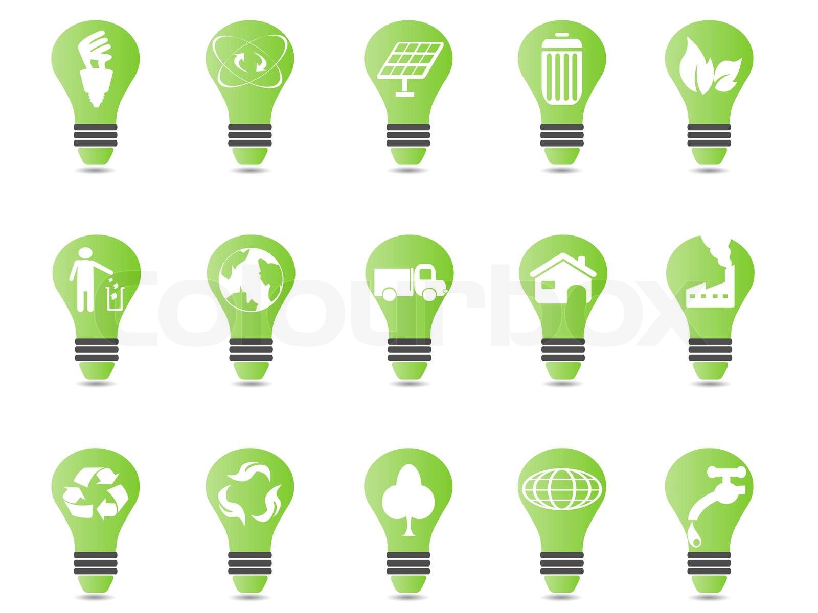 green light bulb icon set | Stock vector | Colourbox