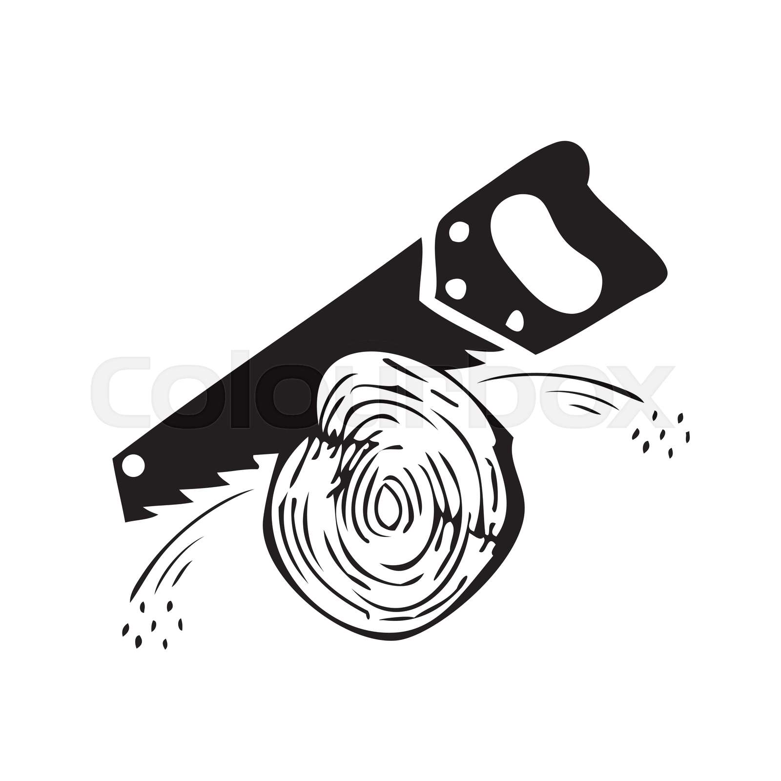 Sawing log hand saw | Stock vector | Colourbox