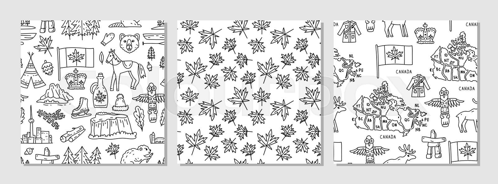 Canada Line art design sign and symbol seamless pattern set | Stock ...