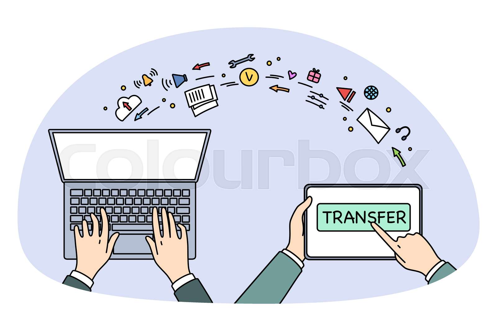 Transferring information and technologies concept | Stock vector ...