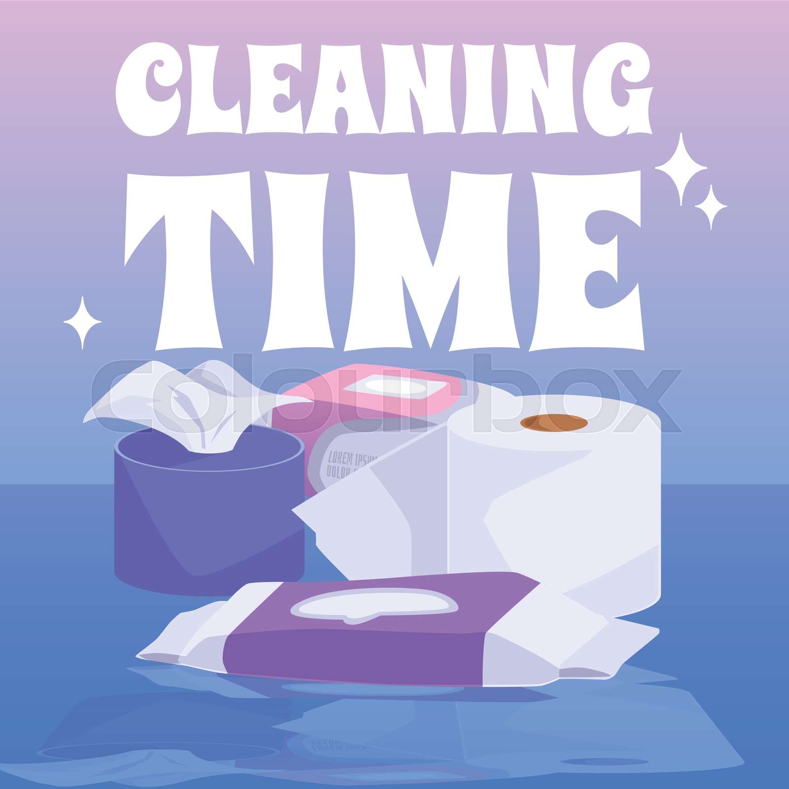 Cleaning supplies - wet and dry wipes, poster template, flat vector ...