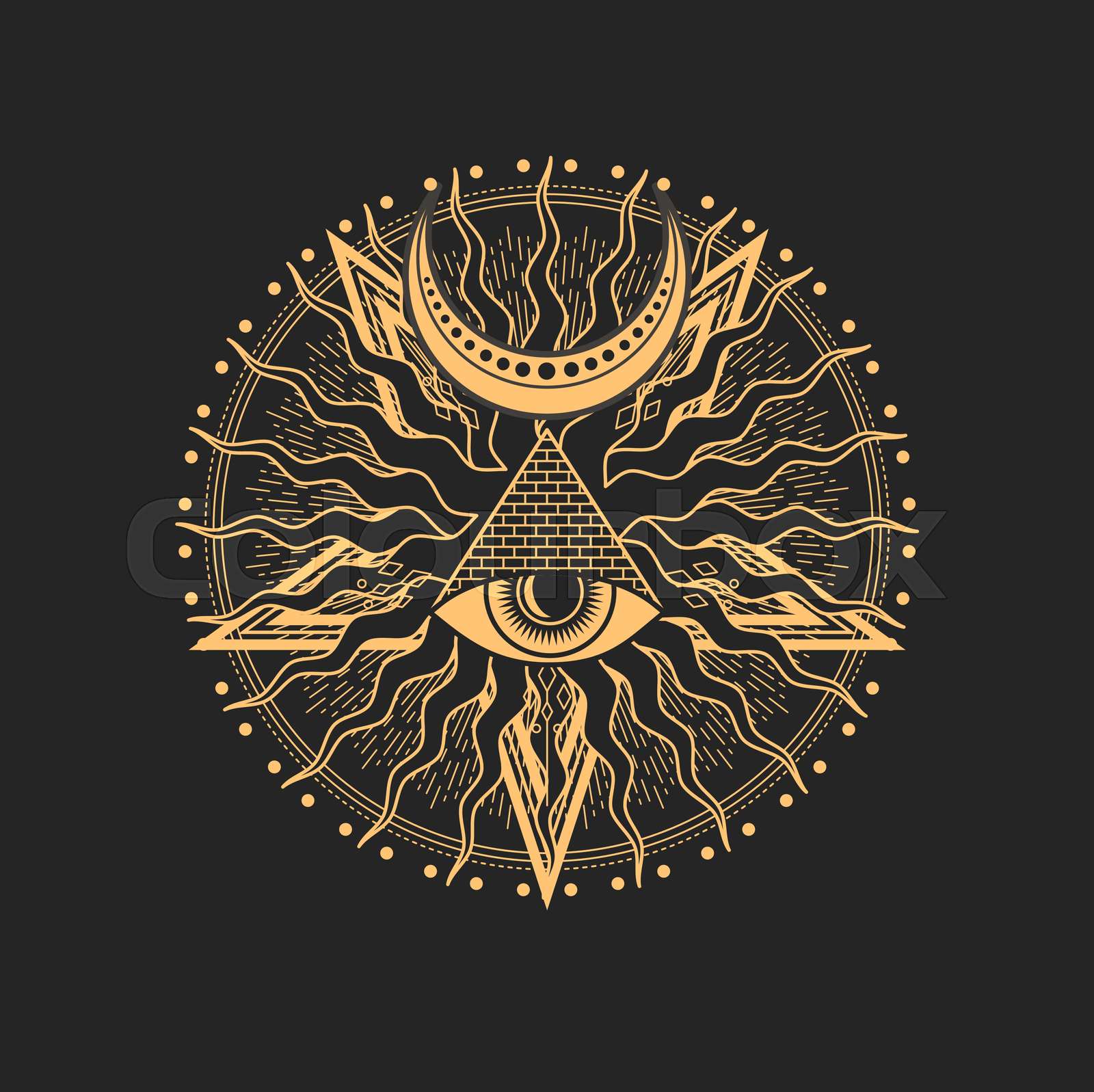 Esoteric occult mason symbol with Eye and pyramid | Stock vector ...