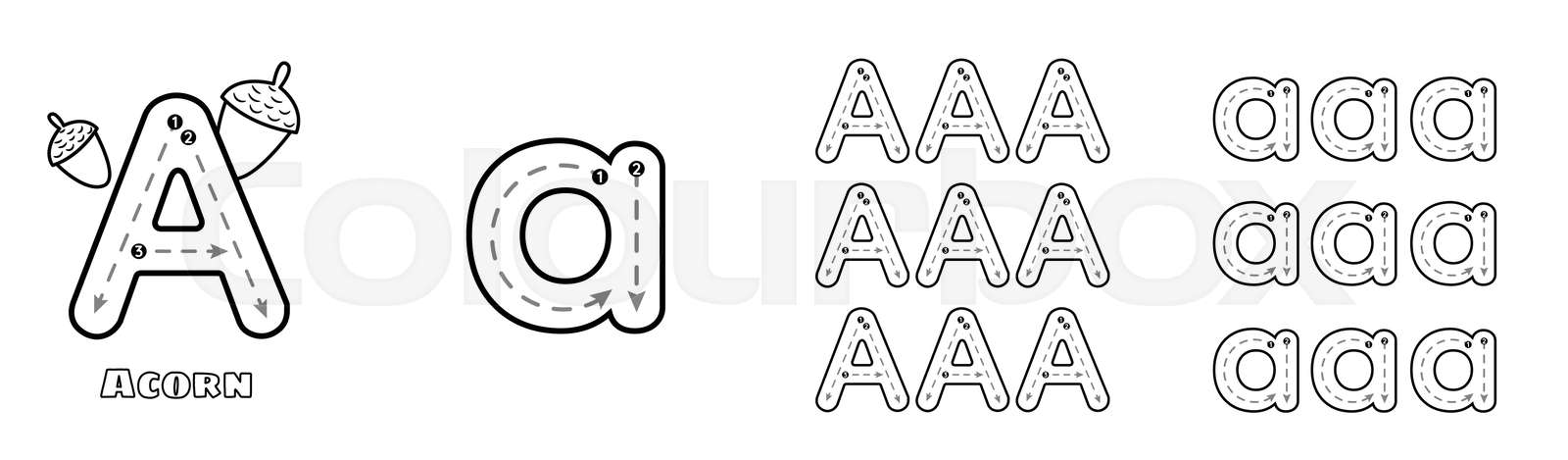 Letter A trace uppercase and lowercase ABC alphabet worksheet for kids ...