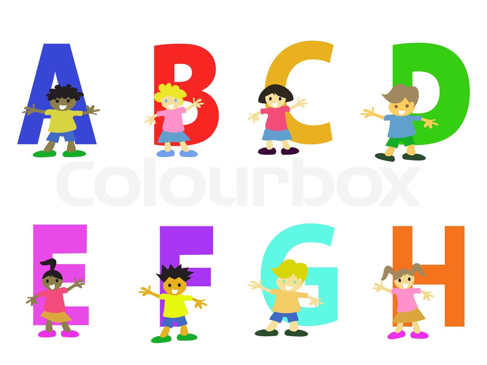 happy kids cartoon alphabet collection | Stock vector | Colourbox