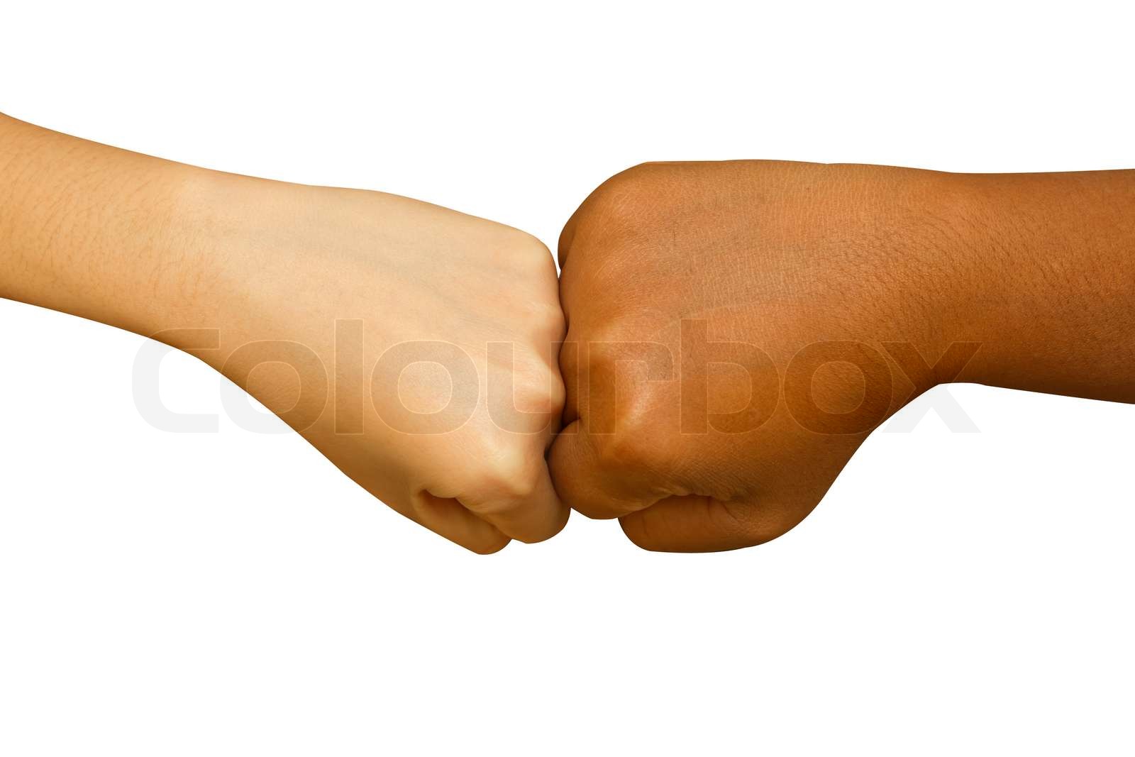 Female and male people giving a fist bump,Fist bump hand sign coherence ...