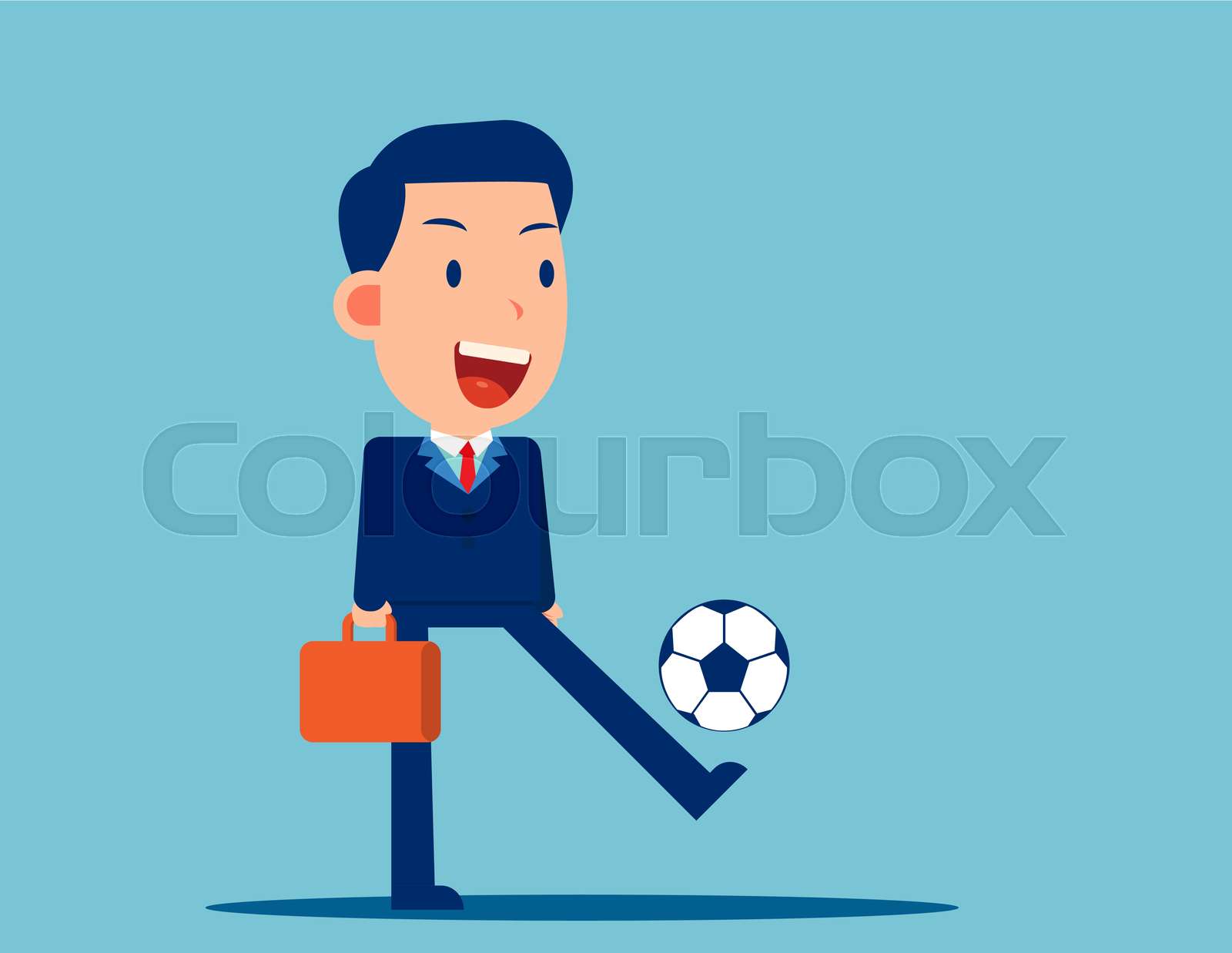 Young businessman playing football. Business cartoon vector ...